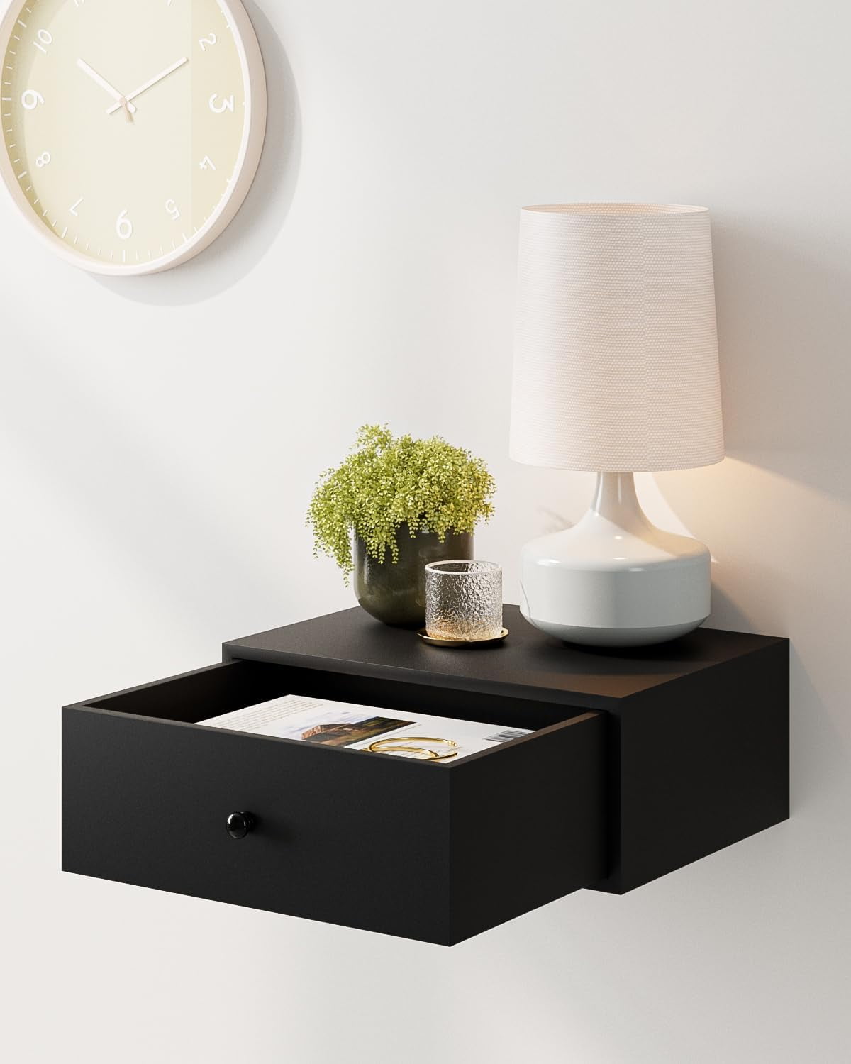 Floating nightstand, Floating Shelf with Drawer, Wall Mounted ...