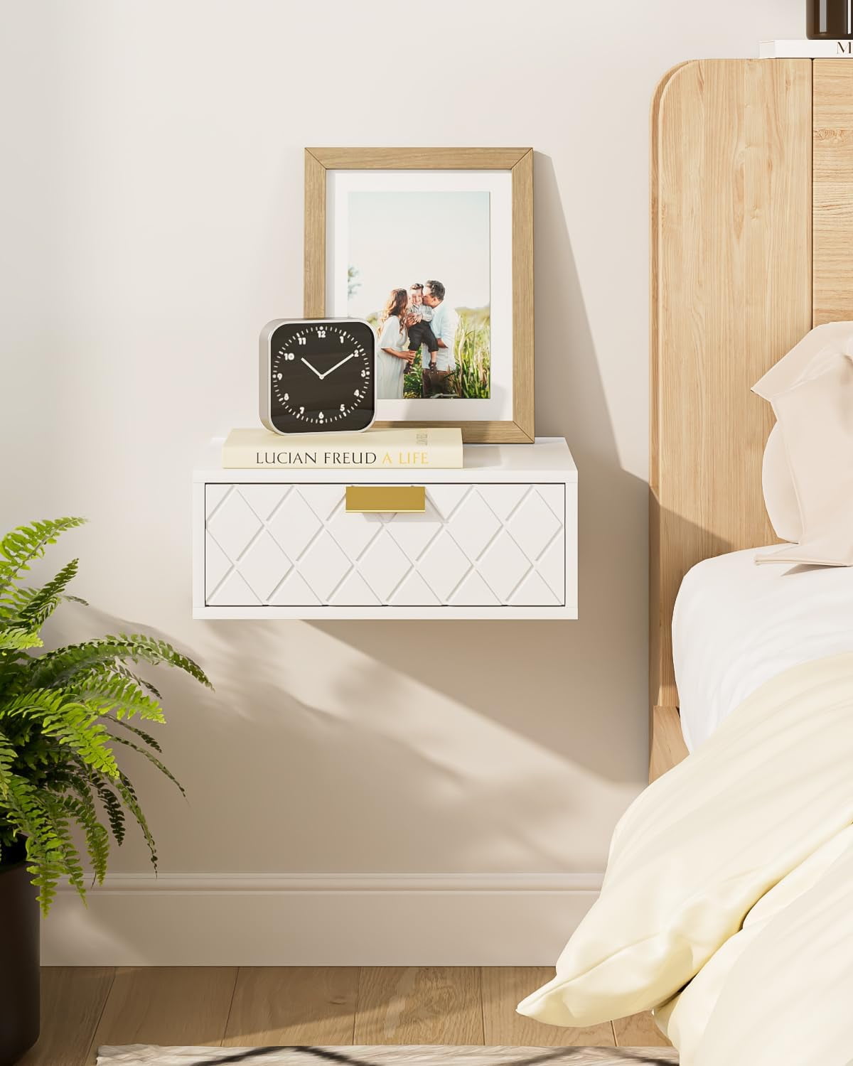 Floating nightstand, Floating Shelf with Drawer, Wall Mounted ...