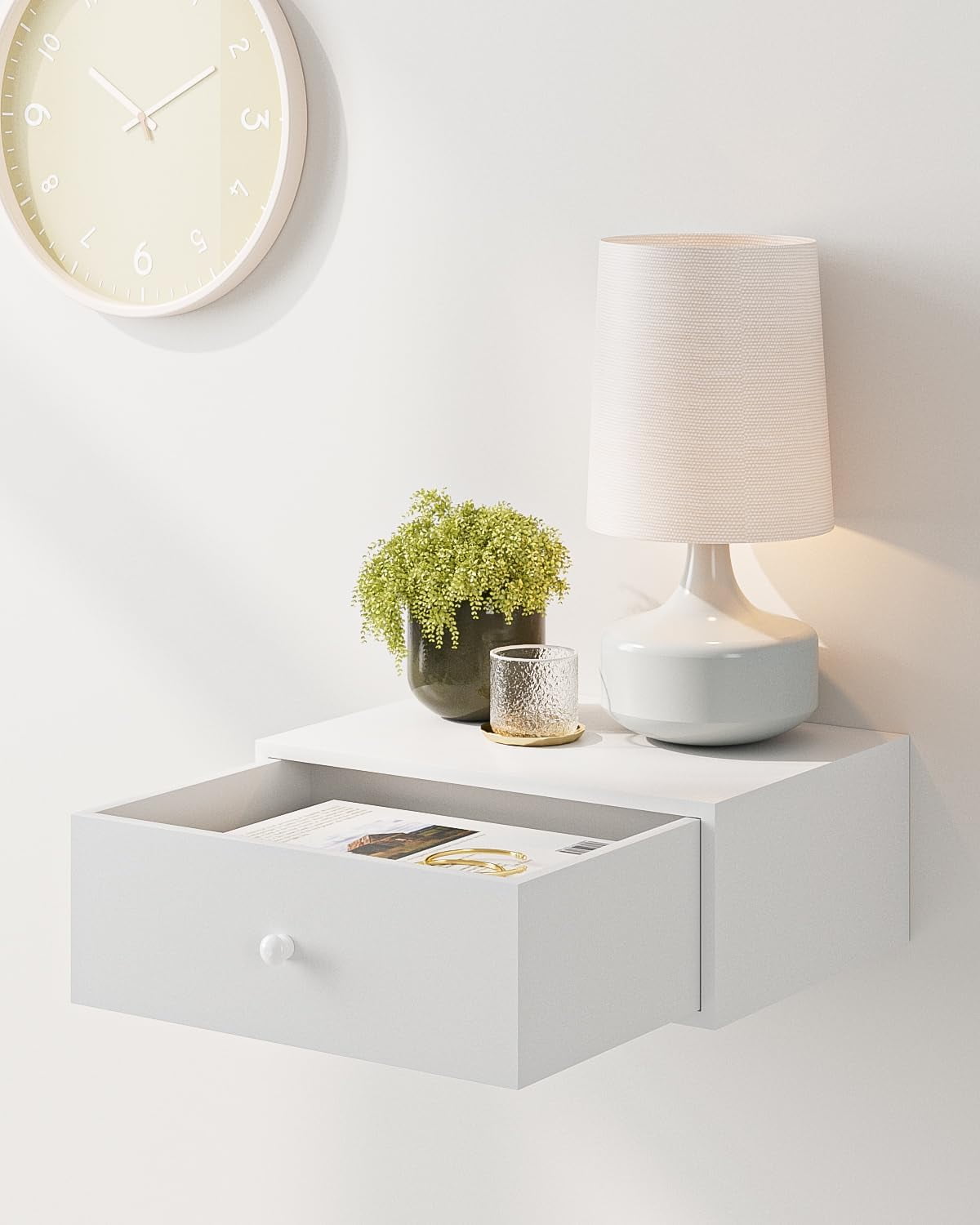 Floating nightstand, Floating Shelf with Drawer, Wall Mounted ...