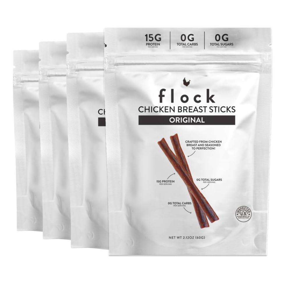 Flock Chicken Breast Meat OIF8 Sticks, Healthy Jerky Snacks Made in the ...