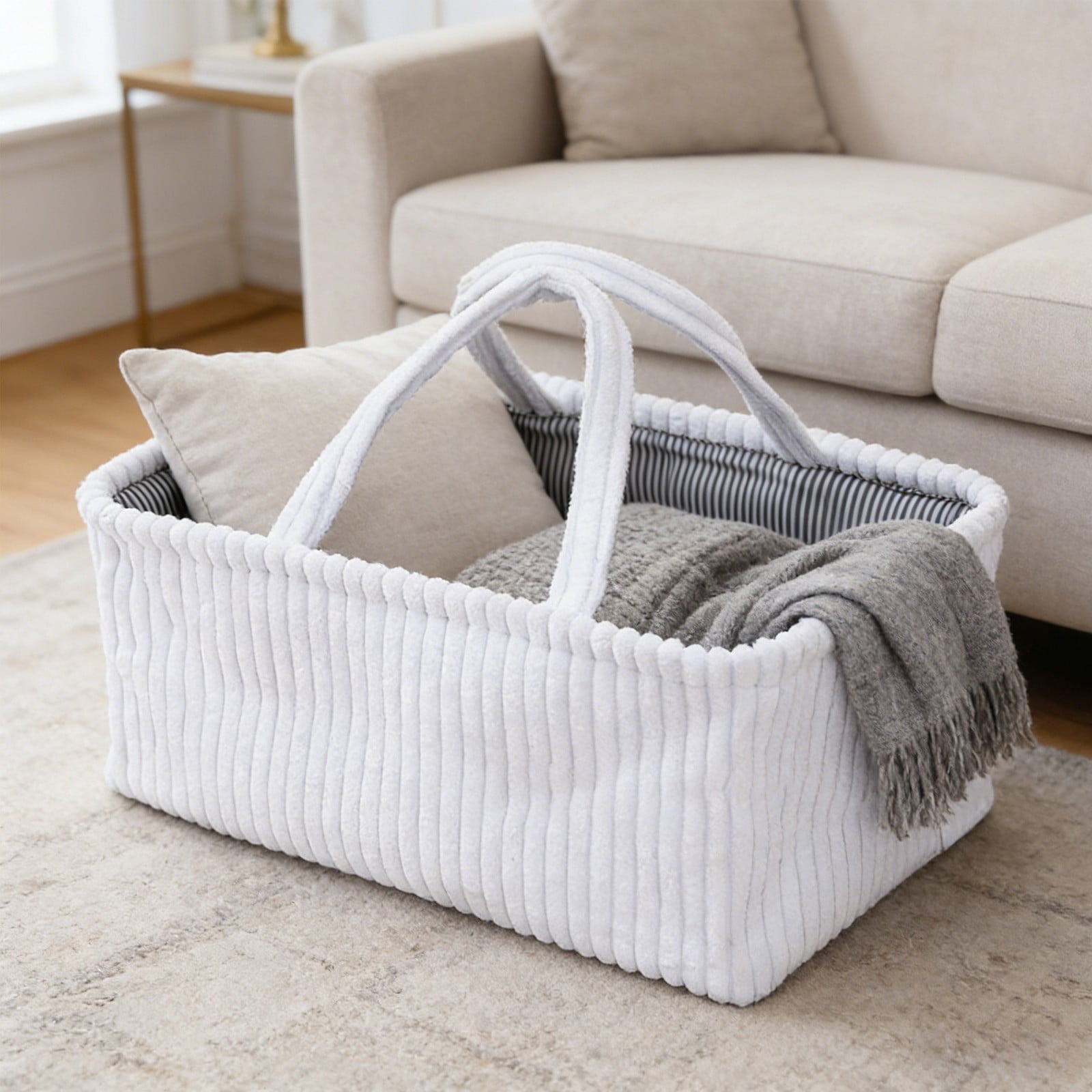 Flock Fabric Foldable Storage Basket Home Clothing Organizer Bin for ...