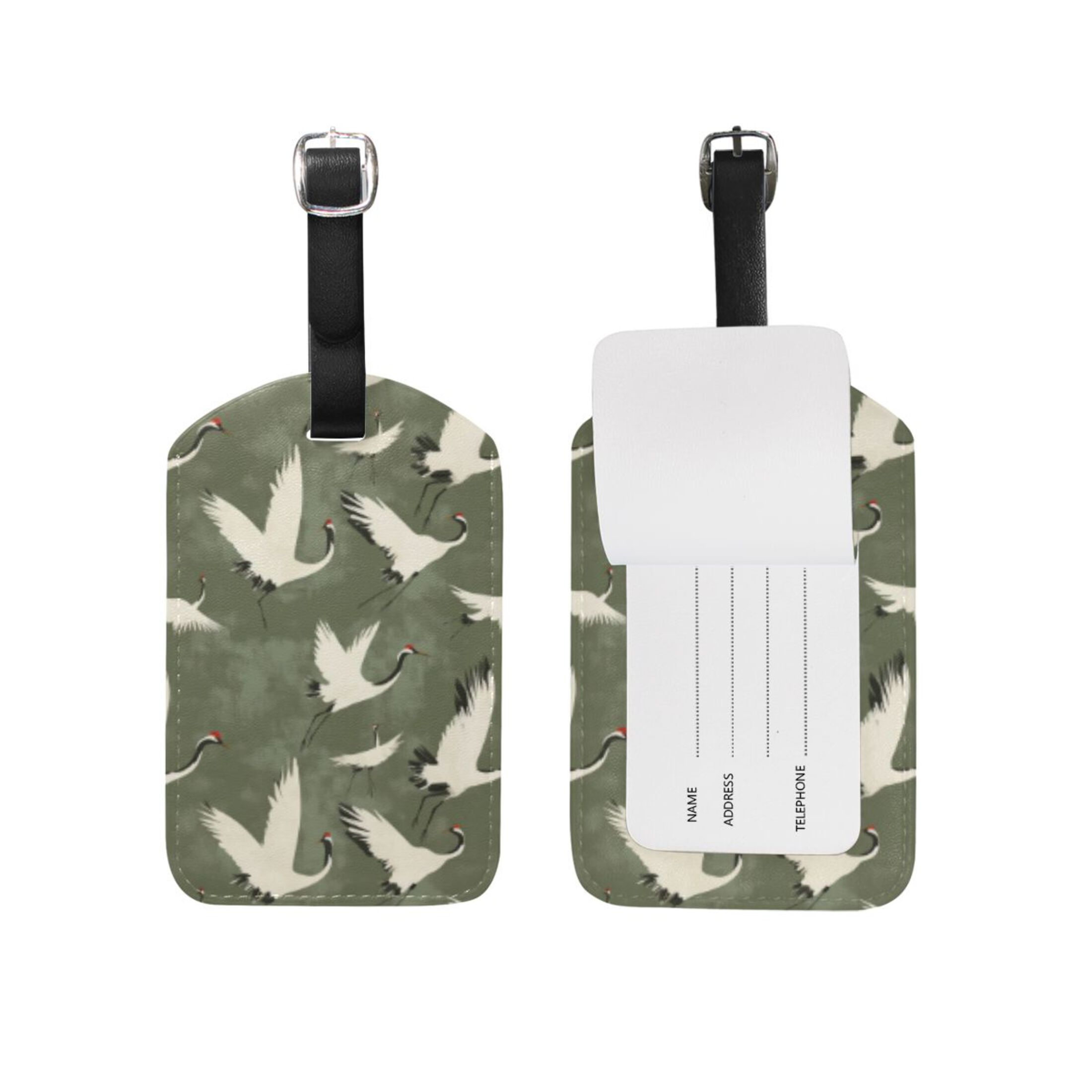 Flock Of Cranes Flying Luggage Tags PU Leather Name ID Labels for ...