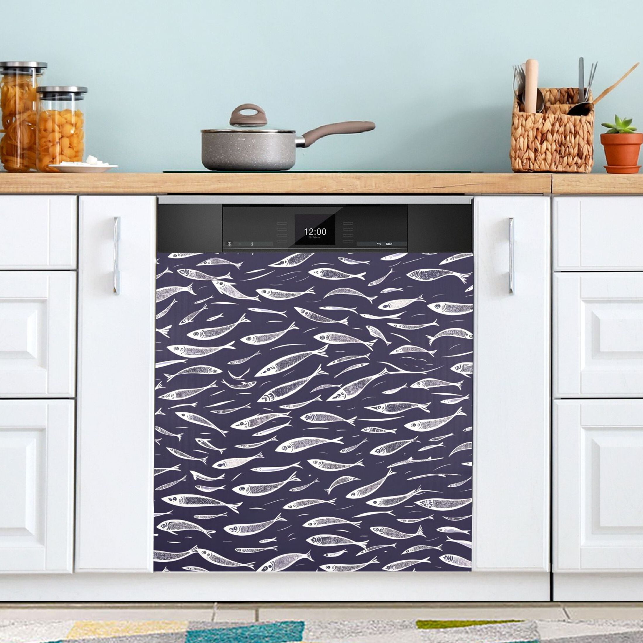 Flock Of Swimming Fish Magnetic Dishwasher Covers Refrigerator Magnet ...