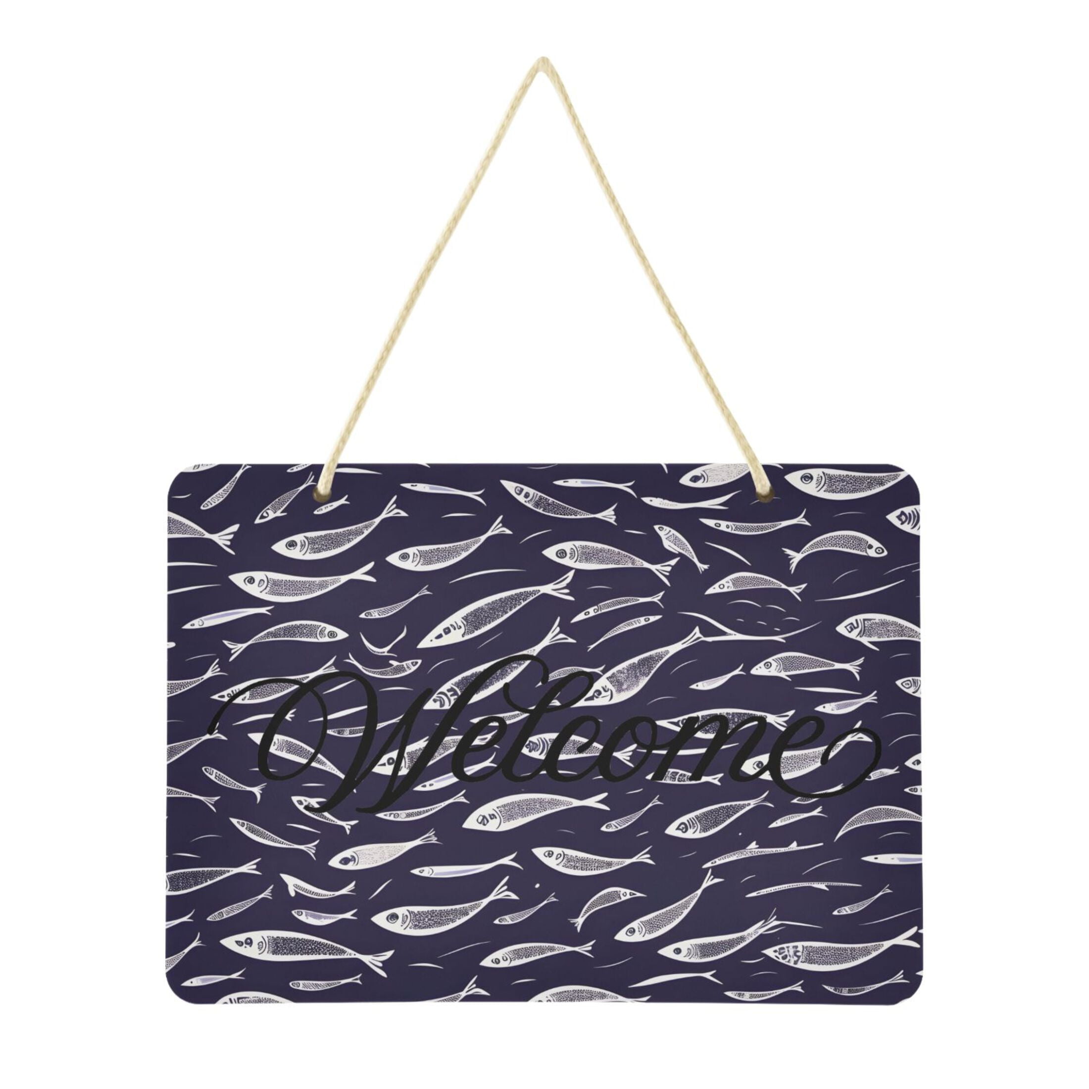 Flock Of Swimming Fish Welcome Sign Front Door PVC 14x10 inch Hanger ...