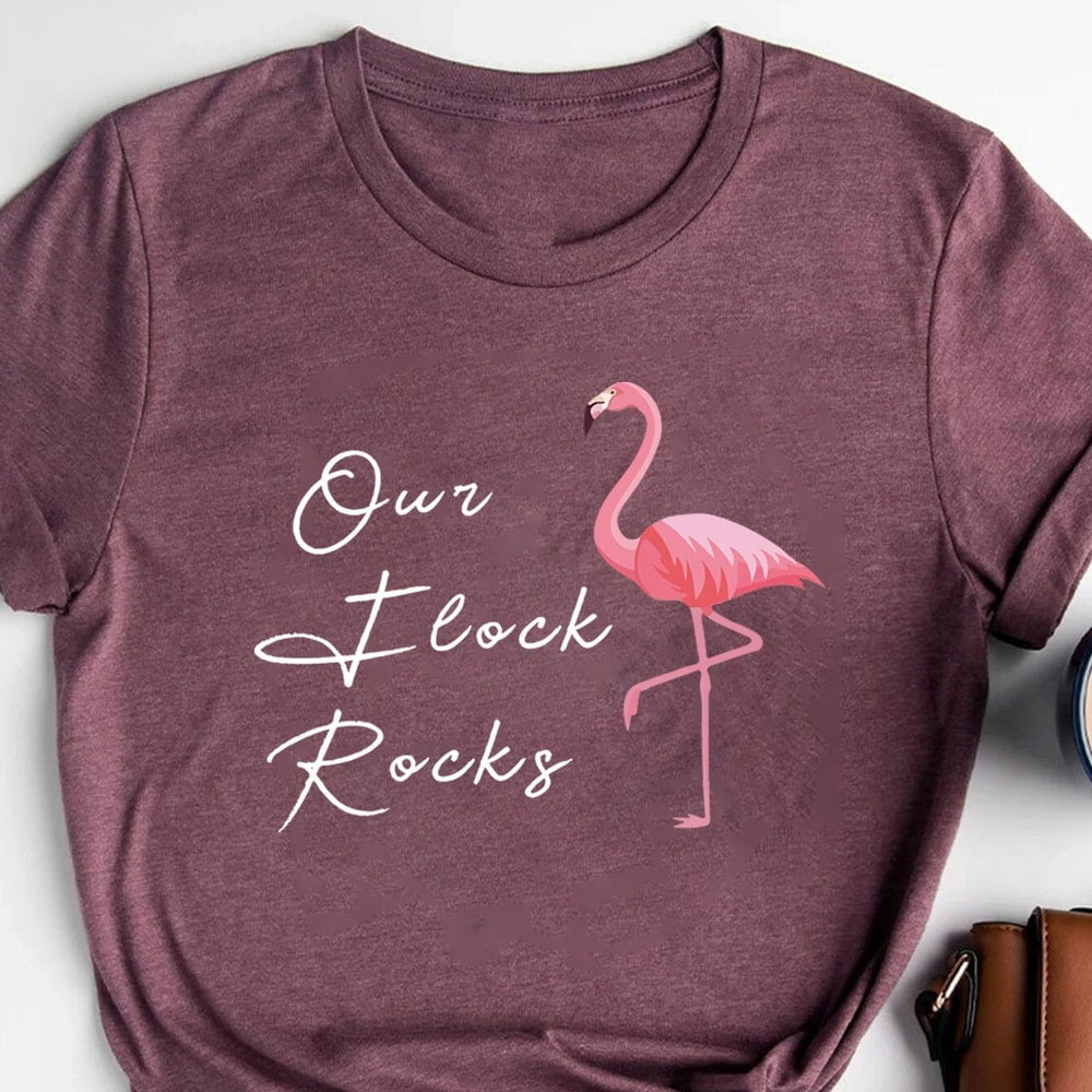 Our Flock Rocks Flamingo, Flamingo Shirt, Summer Shirts, Flamingo Gift ...