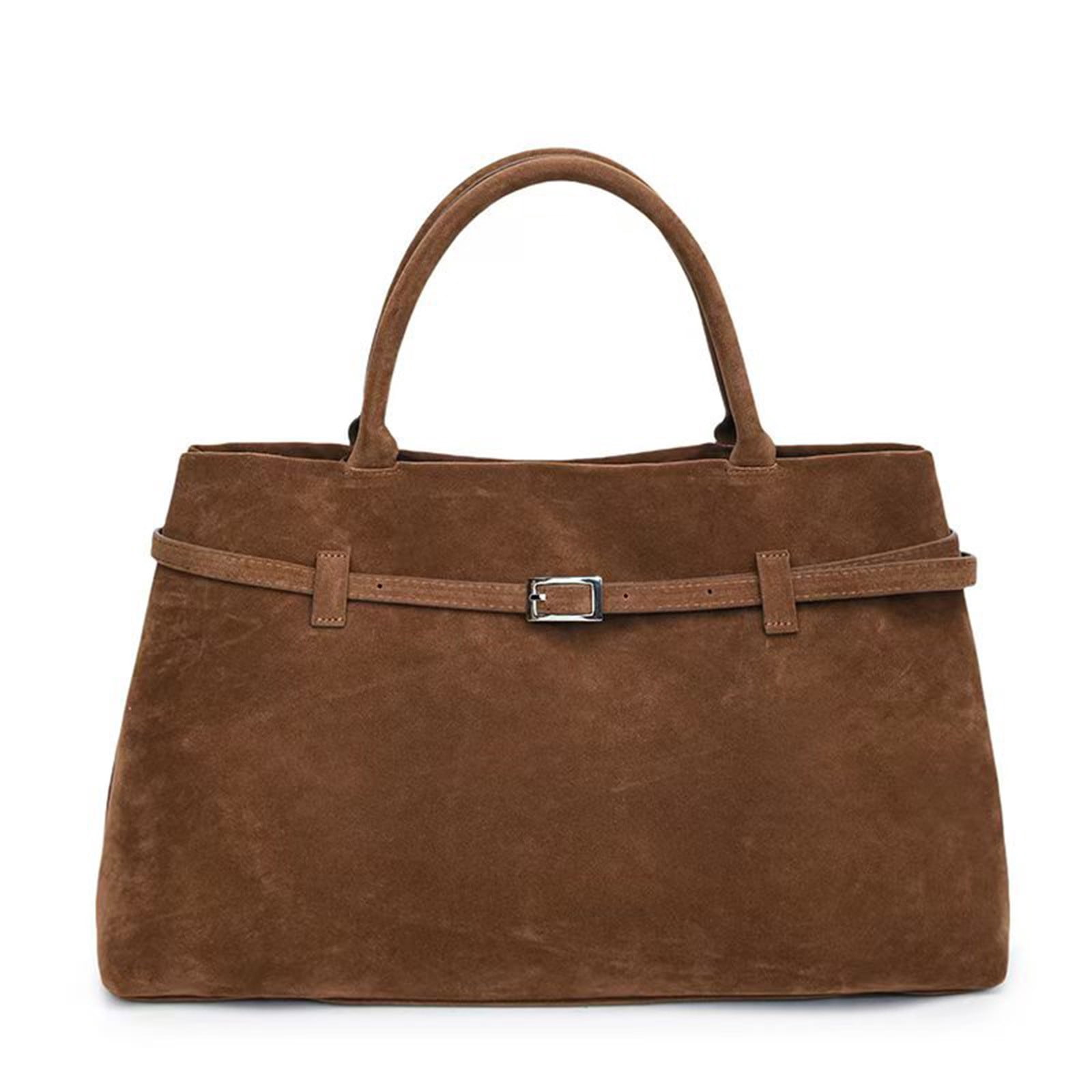 Flock Totes With Lids Handbags for Women Ote Bag Women Retro Dark Brown ...