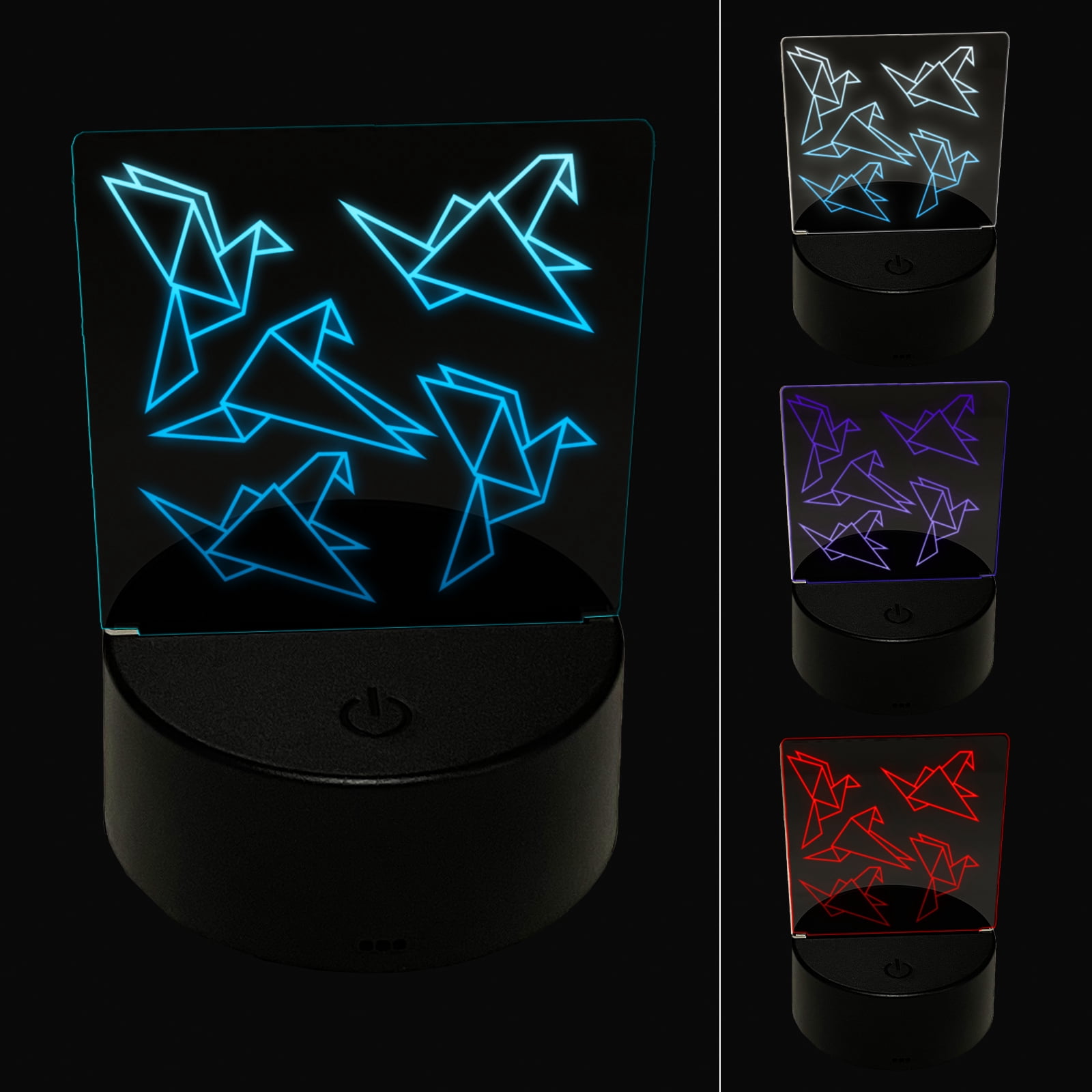 Flock of Origami Paper Birds LED Night Light Sign 3D Illusion Desk ...