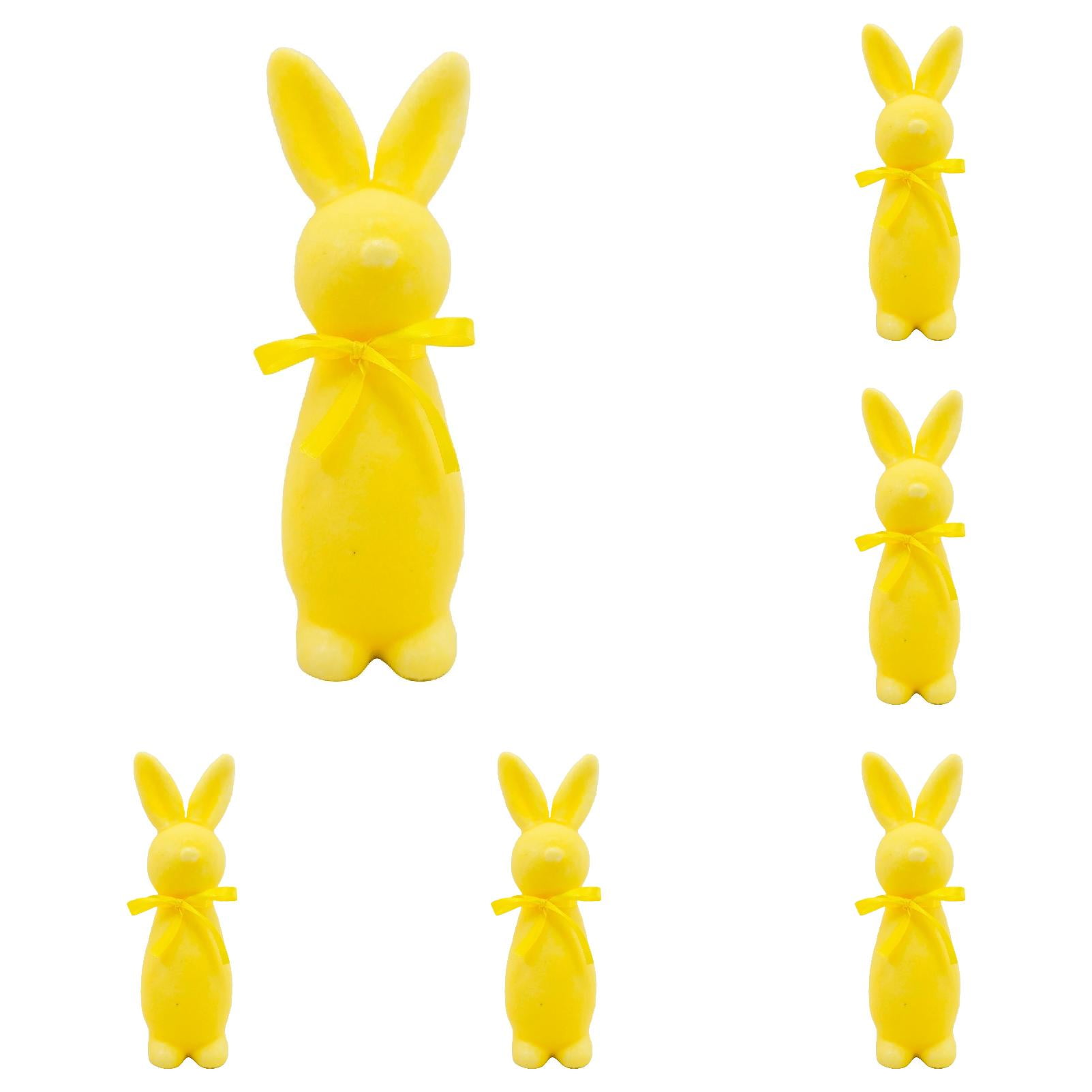 Flocked Bunnies Figurine with Bow Tie 8.66 Inch, Flocking Rabbit ...