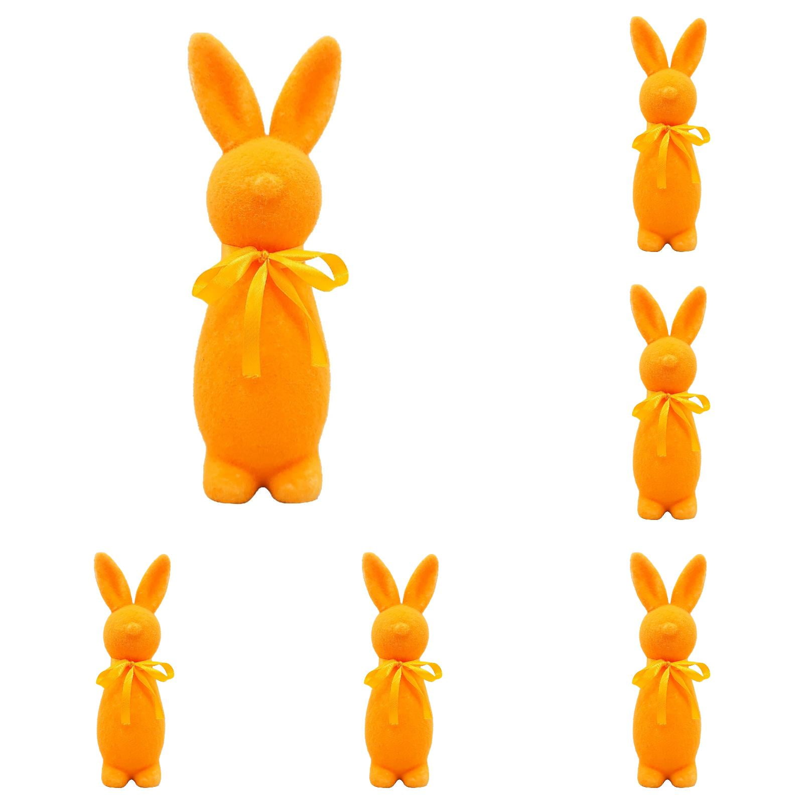 Flocked Bunnies Figurine with Bow Tie 8.66 Inch, Flocking Rabbit ...