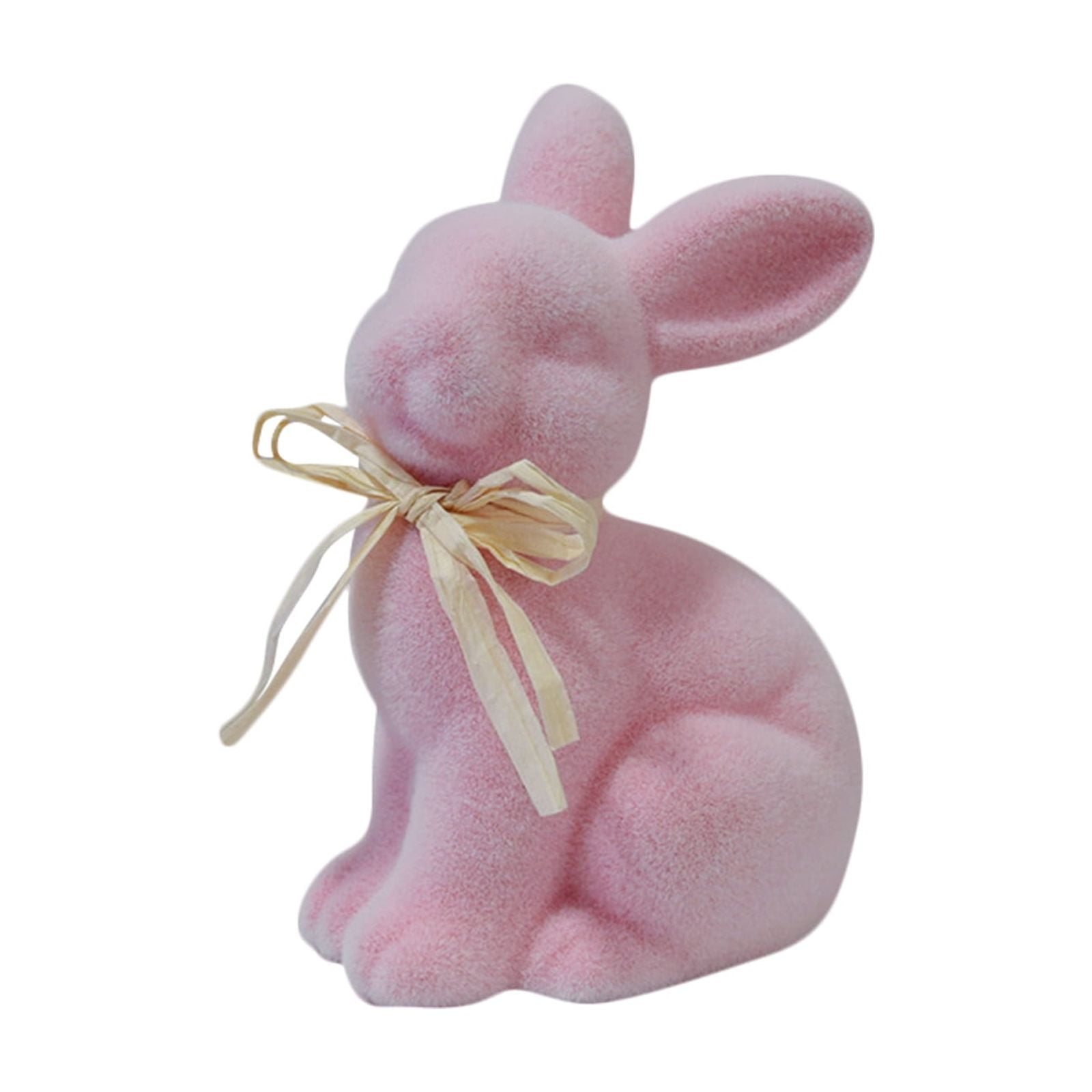 Flocked Bunny Figurine with Bowtie Flocking Rabbit Figure, Tabletop ...