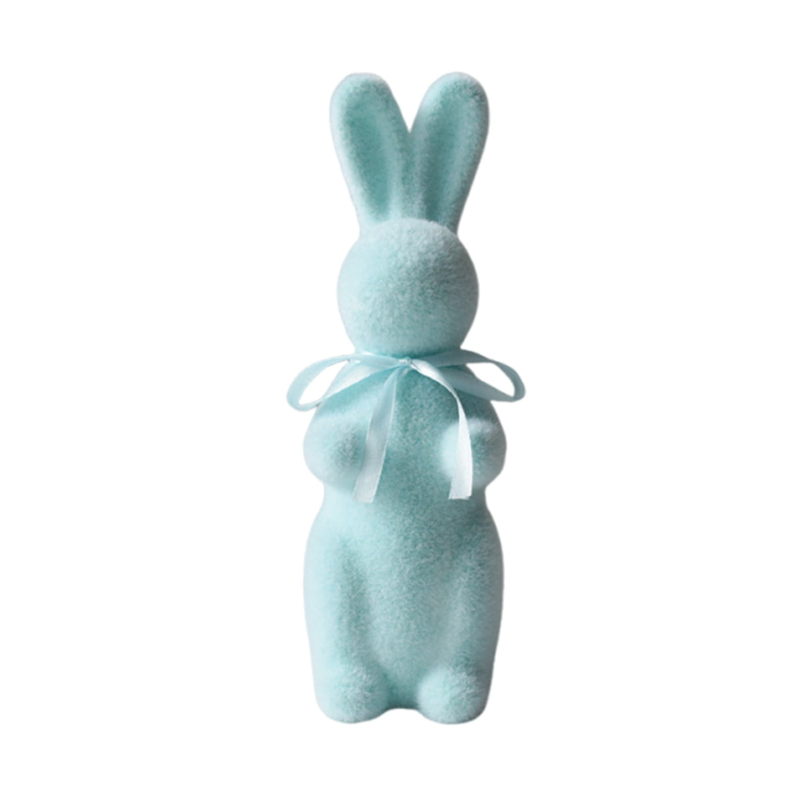 Flocked Bunny Figurine with Bowtie Cute Unique Rabbit Figures Tabletop ...