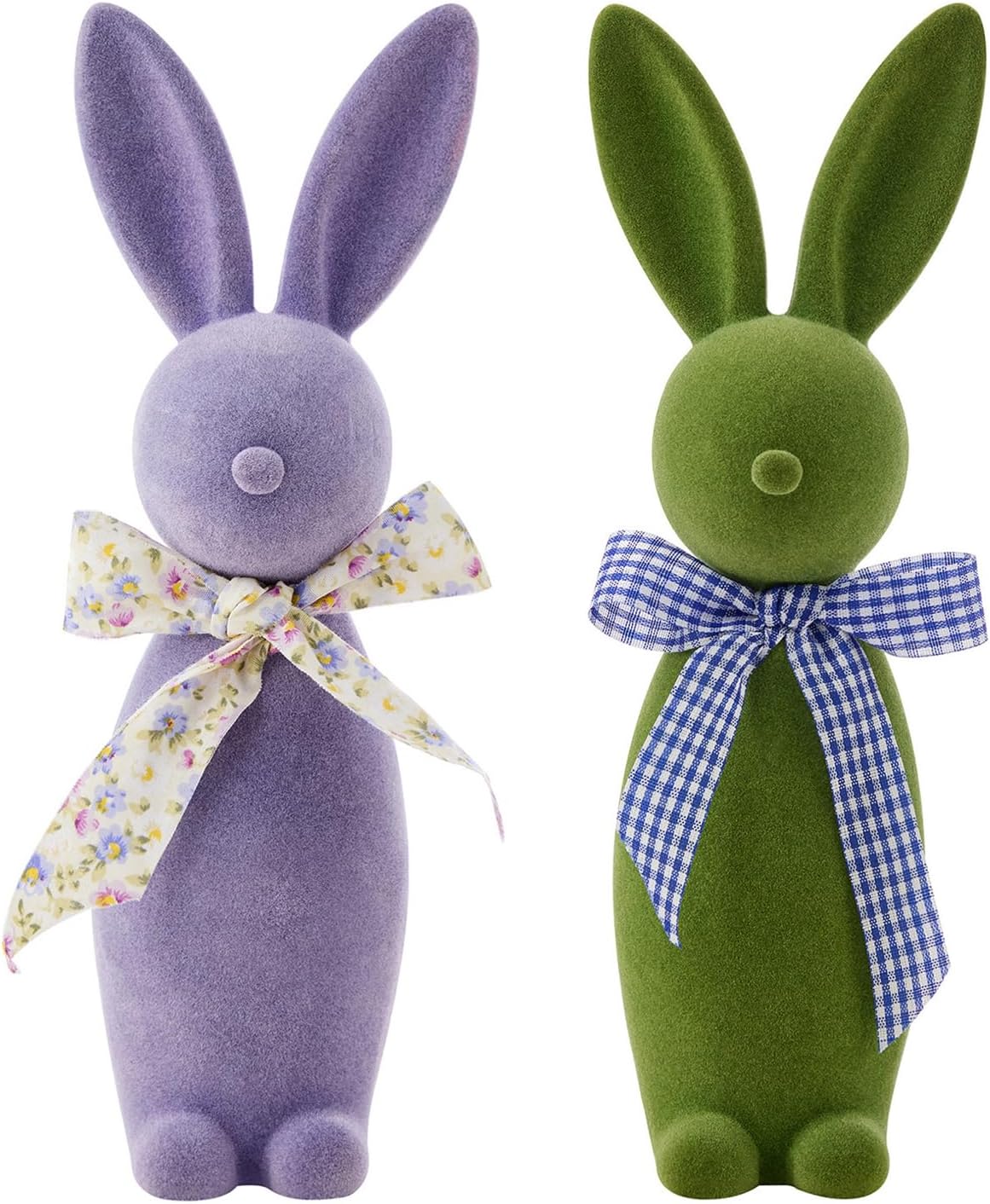 Flocked Bunny Figurine with Bowtie Flocking Rabbit Figures Tabletop ...