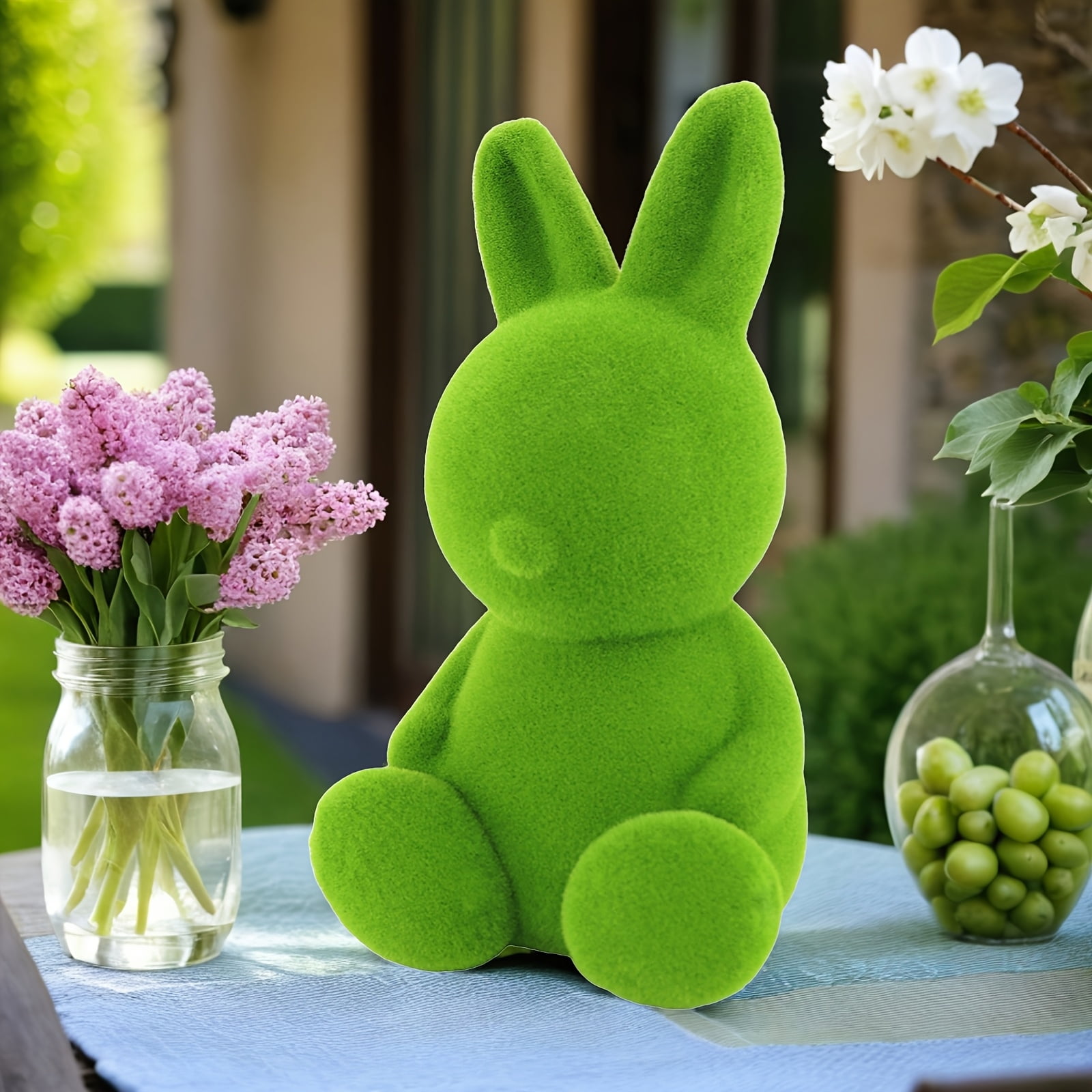 Flocked Bunny Tabletop Decoration Easter Plush Rabbit Decoration Fluffy ...