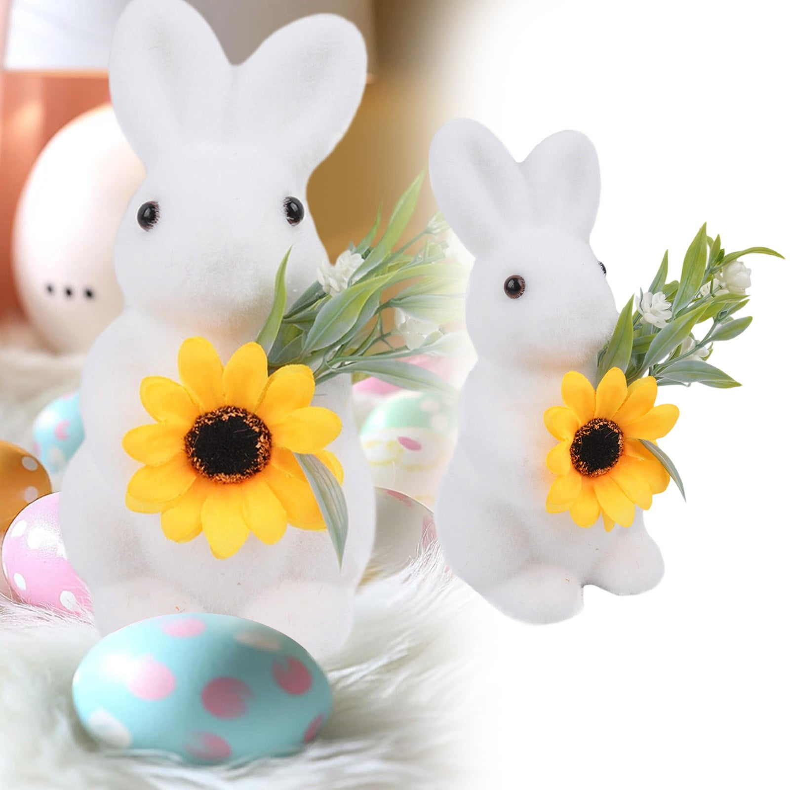 Flocked Bunny Tabletop Decorations Flocking Bunny Figurine With ...