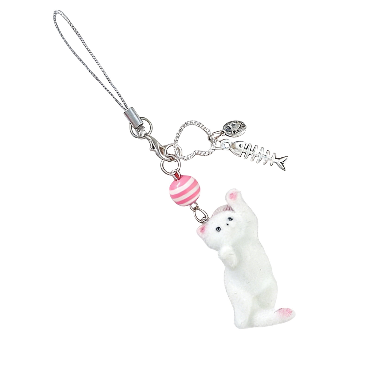 Flocked Cat Animal Charm Keychain, Soft Cat Plush Animal Pendant for ...
