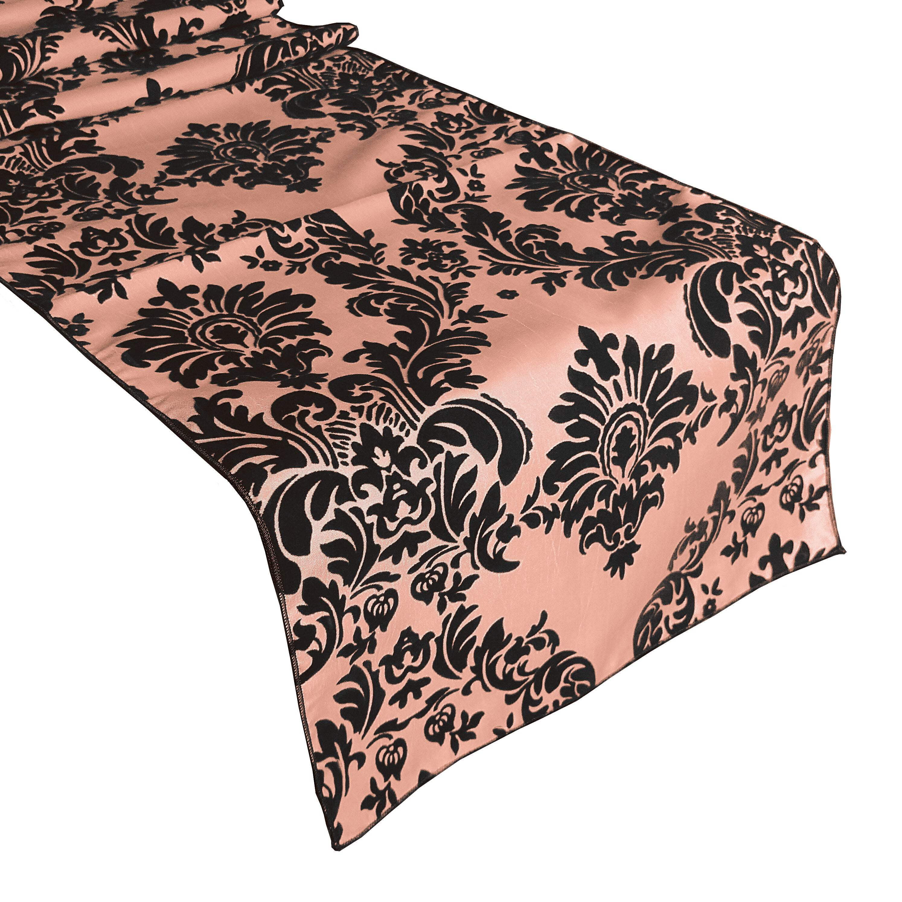 Flocked Damask Table Runner Peach - Walmart.com
