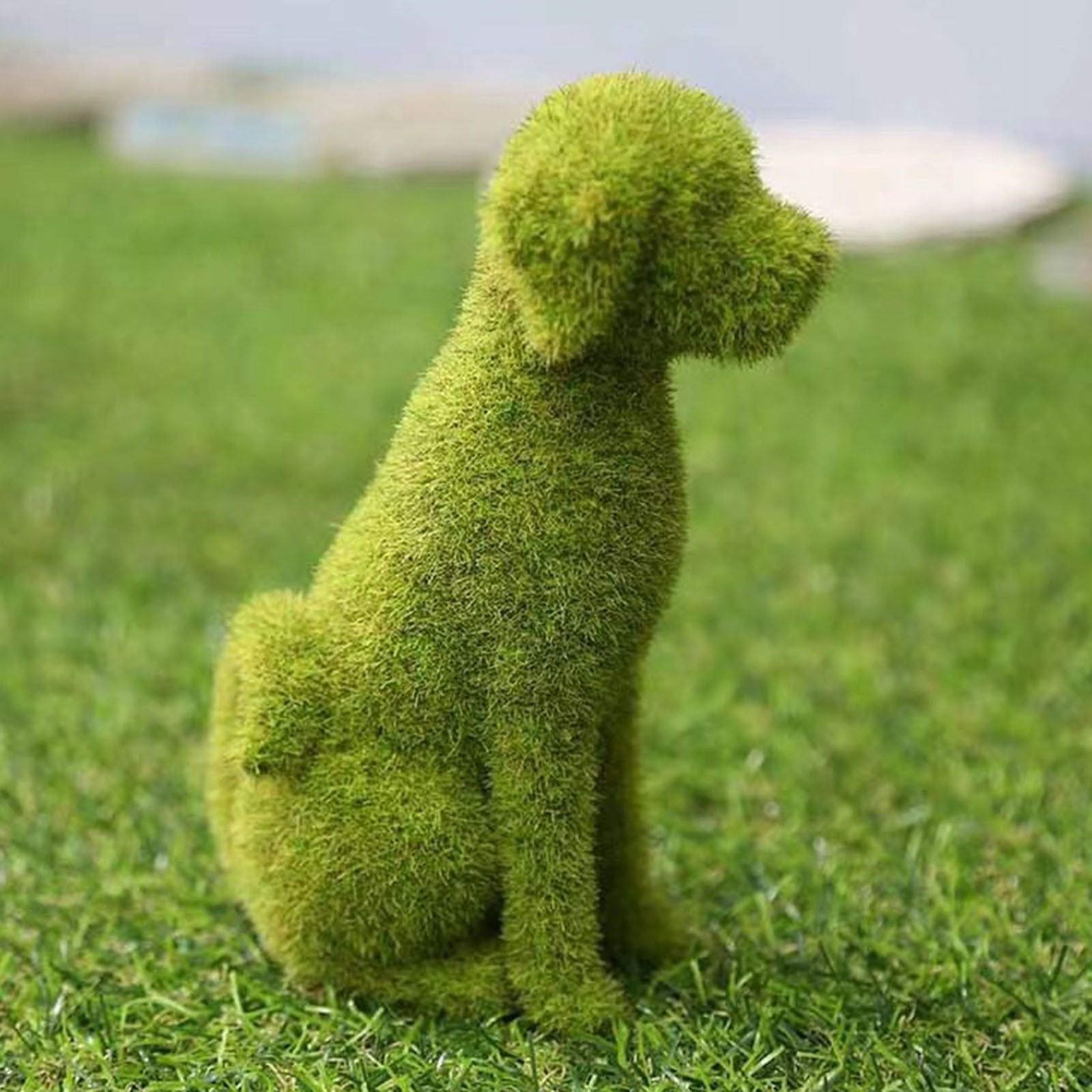 Flocked Dog Figurine 4Inch Faux Moss Puppy Topiary With Sitting ...