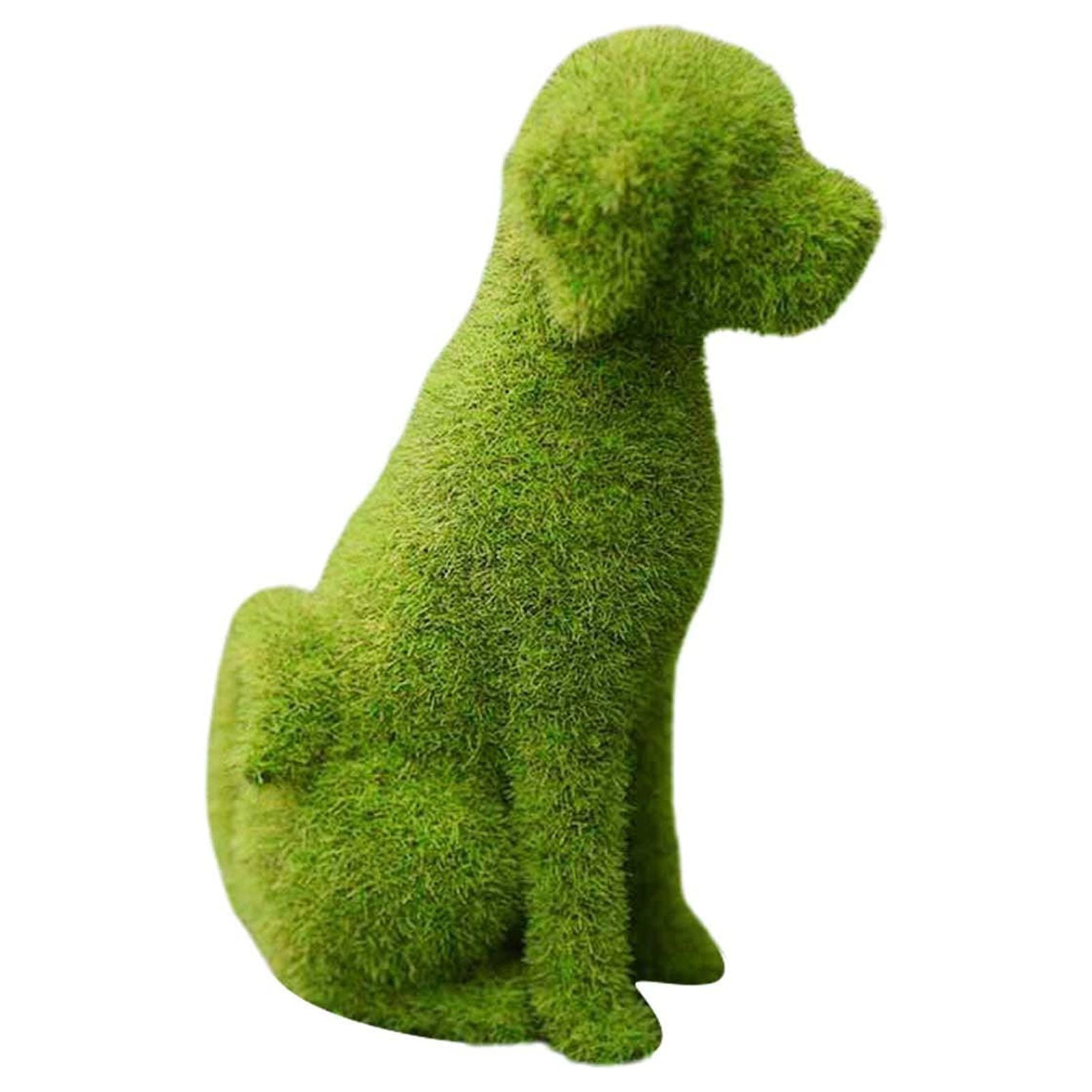 European Style Flocked Dog Figurine, Moss-Covered Animal Ornament for ...