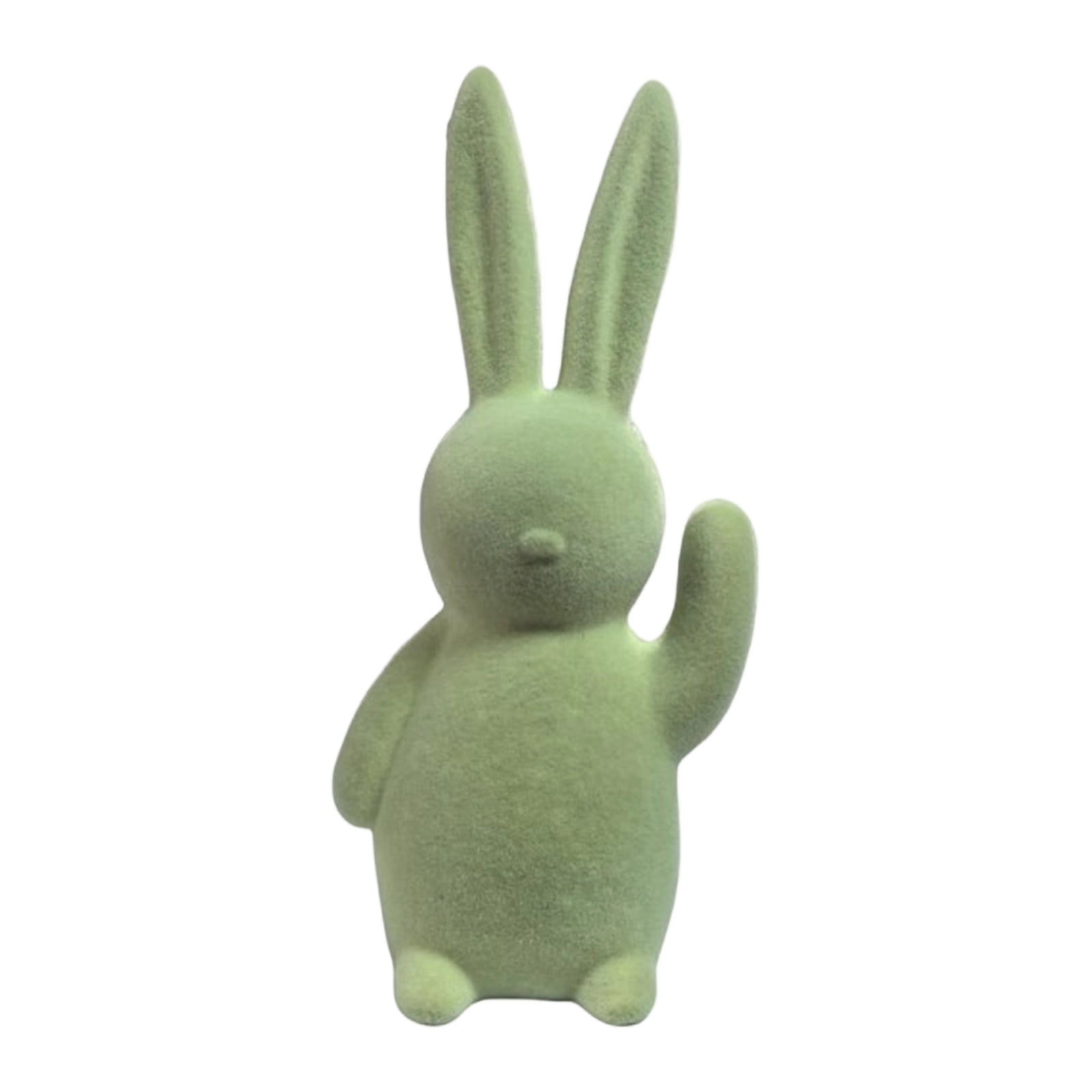 Easter Moss Bunny Decorations, Flocked Easter Bunny Figurine Cute Fuzzy ...