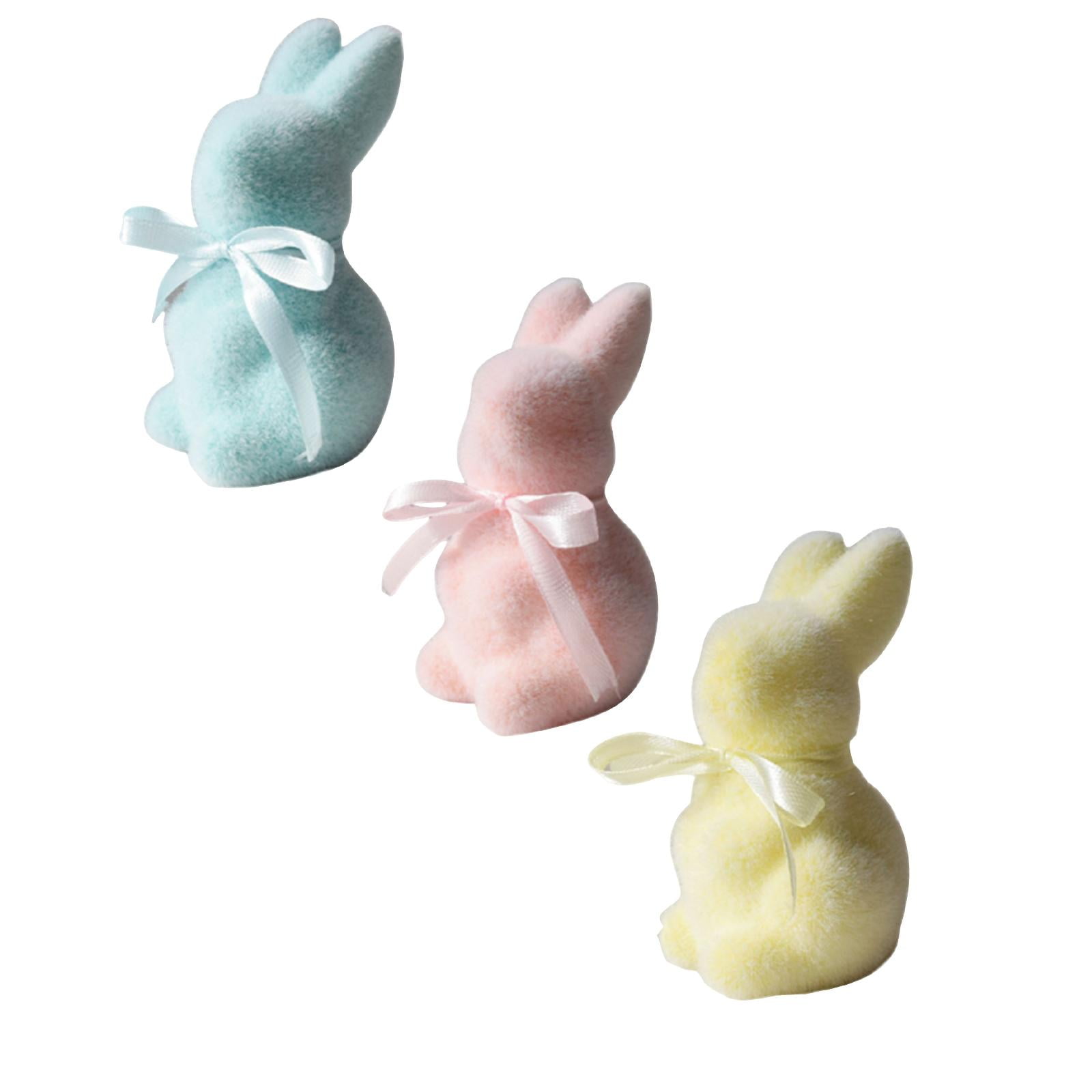 Flocked Easter Bunny Figurines with Bowtie Spring Table Centerpieces ...