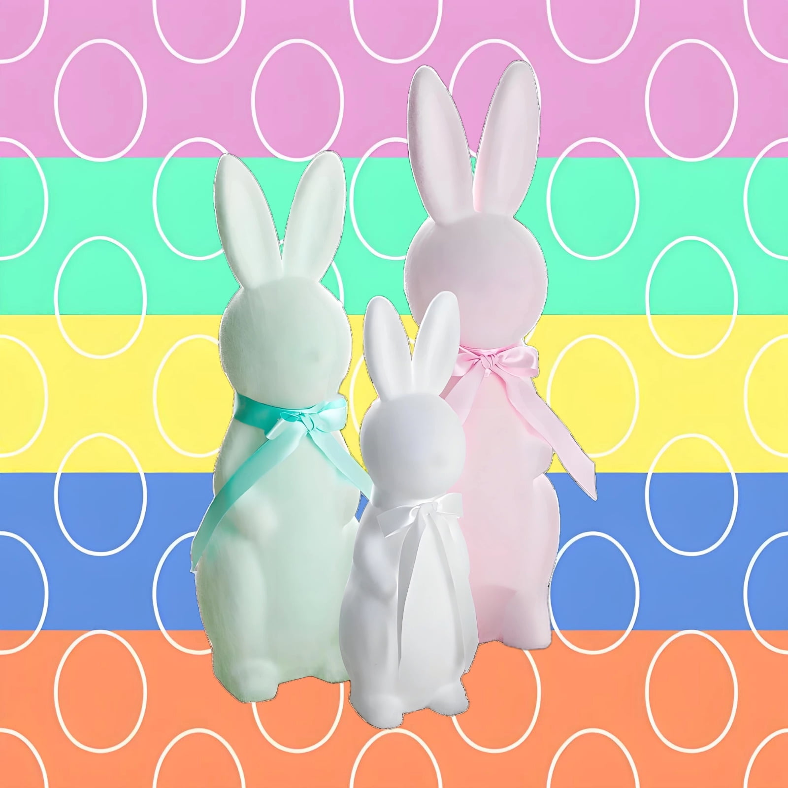 Flocked Easter Bunny Figurines Lightweight Indoor Spring Table Decor ...