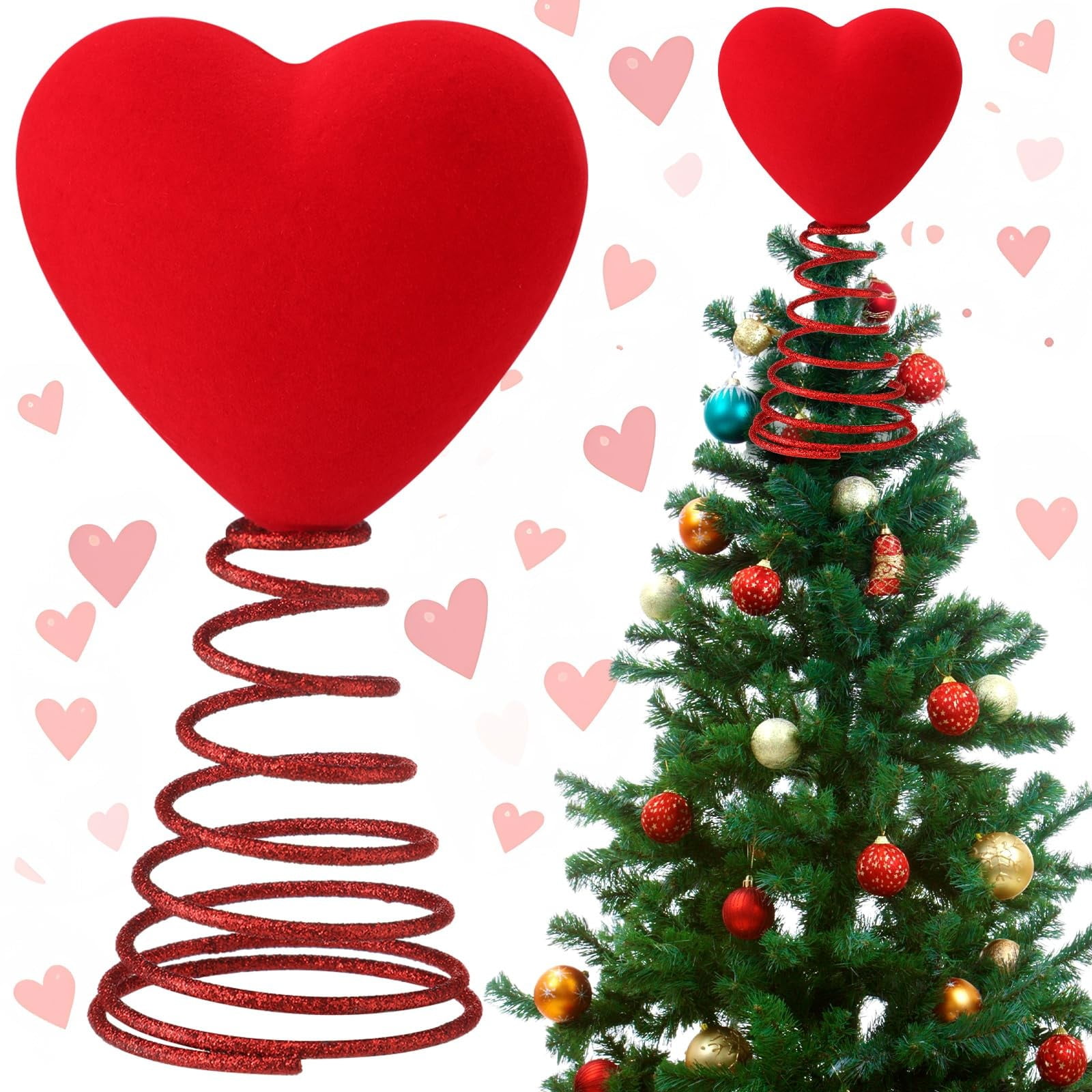 Flocked Heart Tree top Decoration,Velvet Valentine Day Tree topper ...