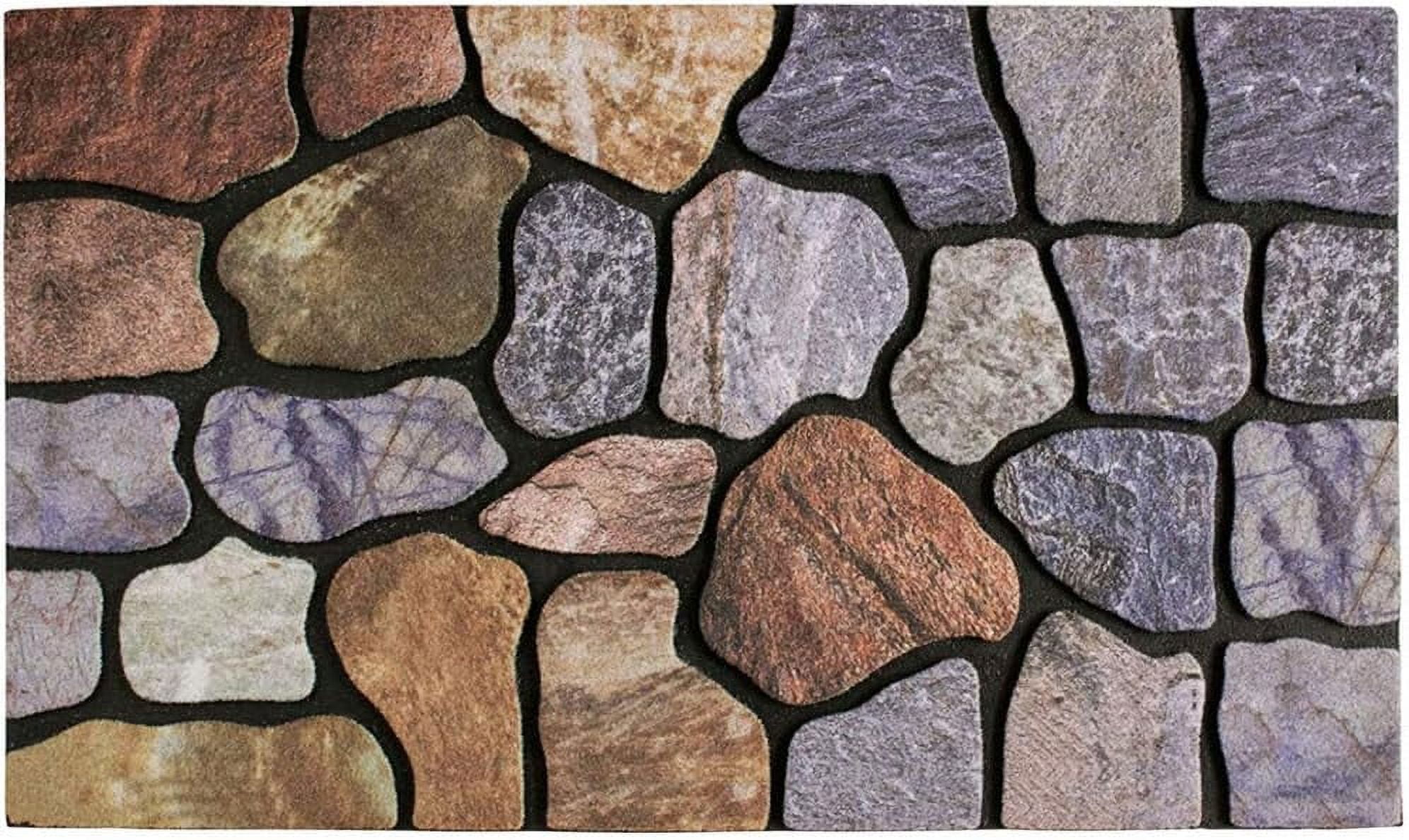 Flocked Mat Welcome Door Mats Outdoor Heavy Duty with Stone Pattern ...