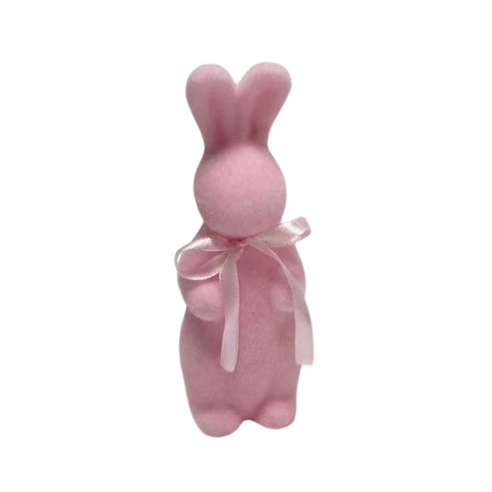 : Flocked Rabbit Figurines With Bows Flocked Rabbit Suitable For Easter ...