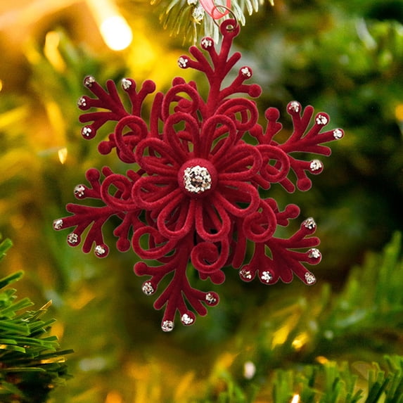 Flocked Red Bow Christmas Ornament Hanging Tree Decoration Home Decor ...