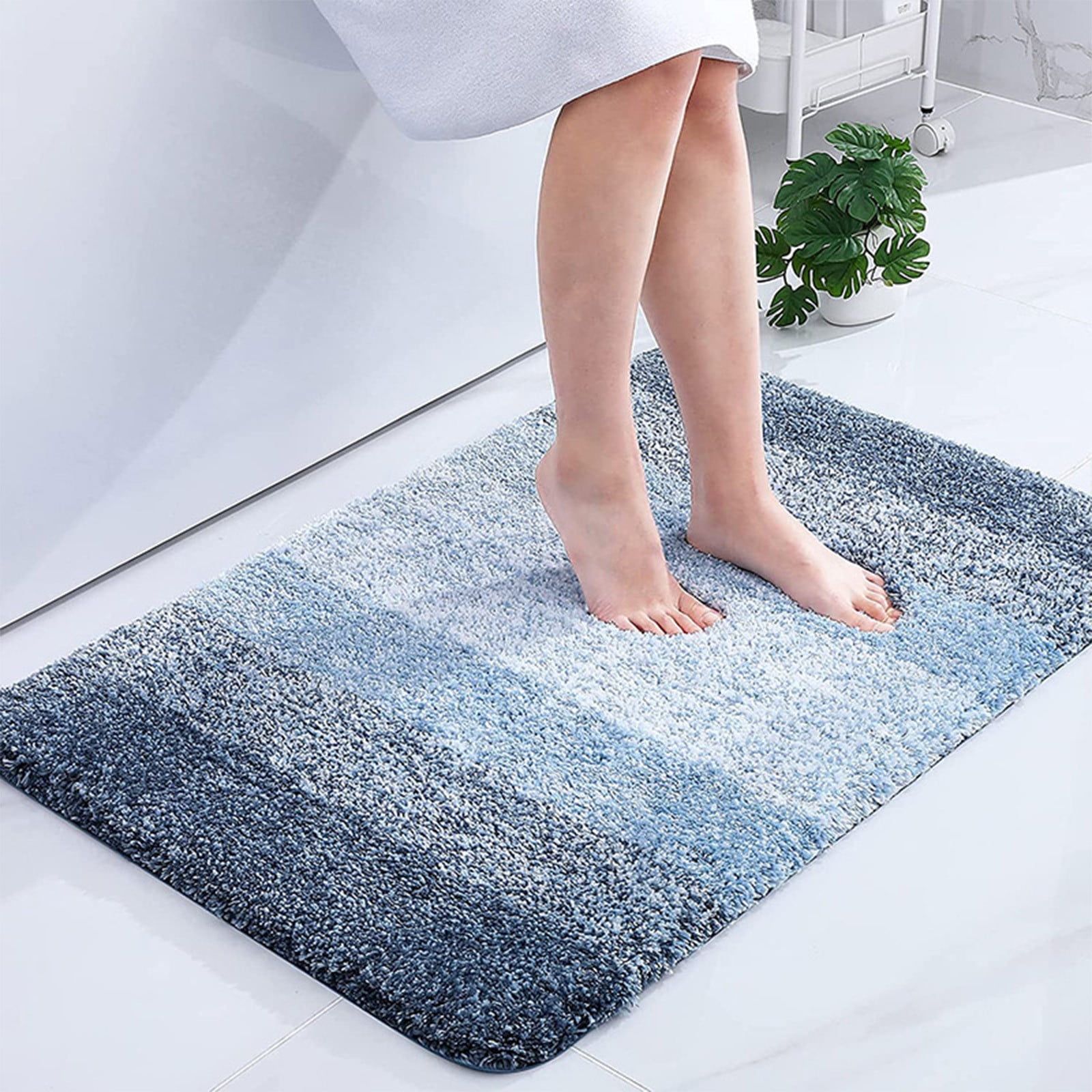 Flocking Carpet Plush Rug | Non-Slip Absorbent Bath Mat | Machine ...