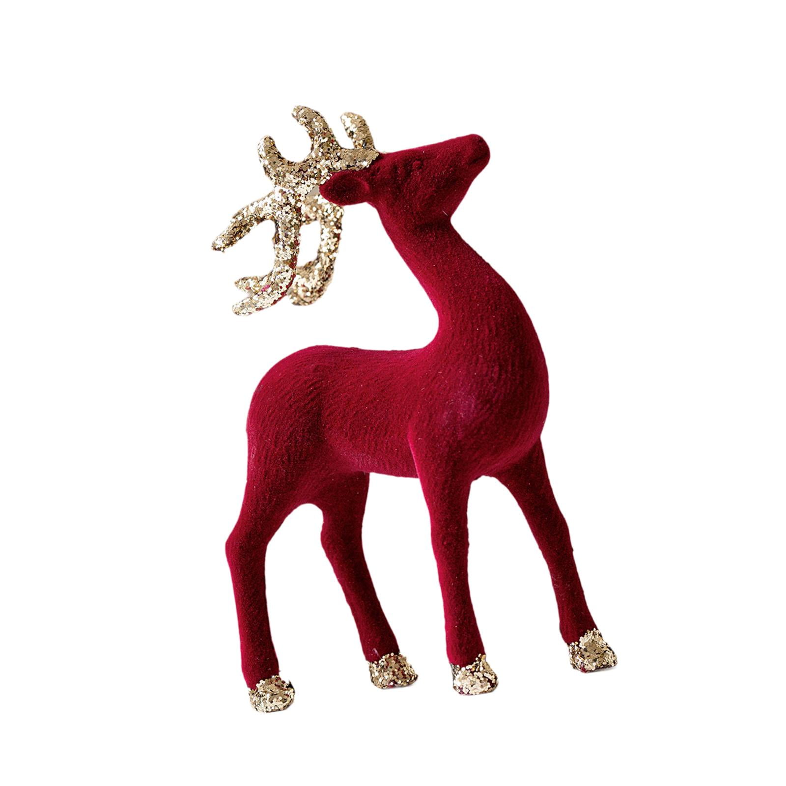 Flocking Christmas Reindeer Figurines Deer Statues Table Centerpieces ...