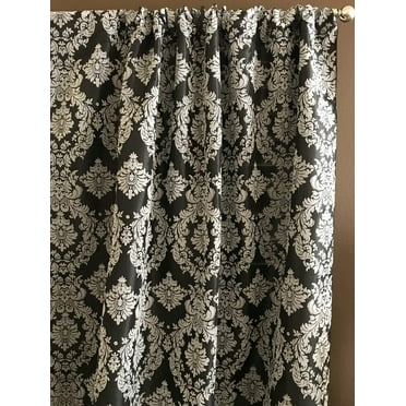 CURTAINKING Linen Curtains, 84 inch Medallion Damask Drapes, 2 Panels ...