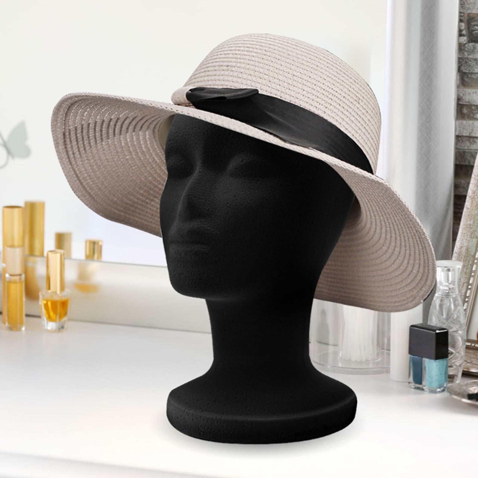 Flocking Foam Head Hat Wig Hat Display Props - Female Hair and Head and ...