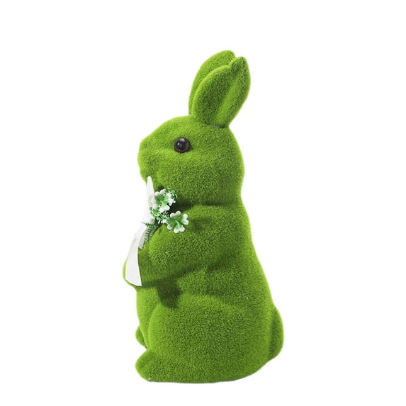 Flocking Moss Rabbits Statues Spring Rabbits Figurines Indoor Easter ...