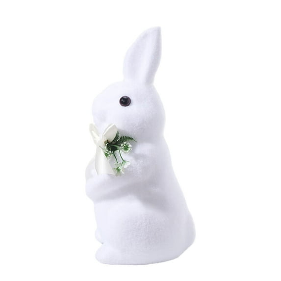 Flocking Moss Rabbits Statues Spring Rabbits Figurines Indoor Easter ...