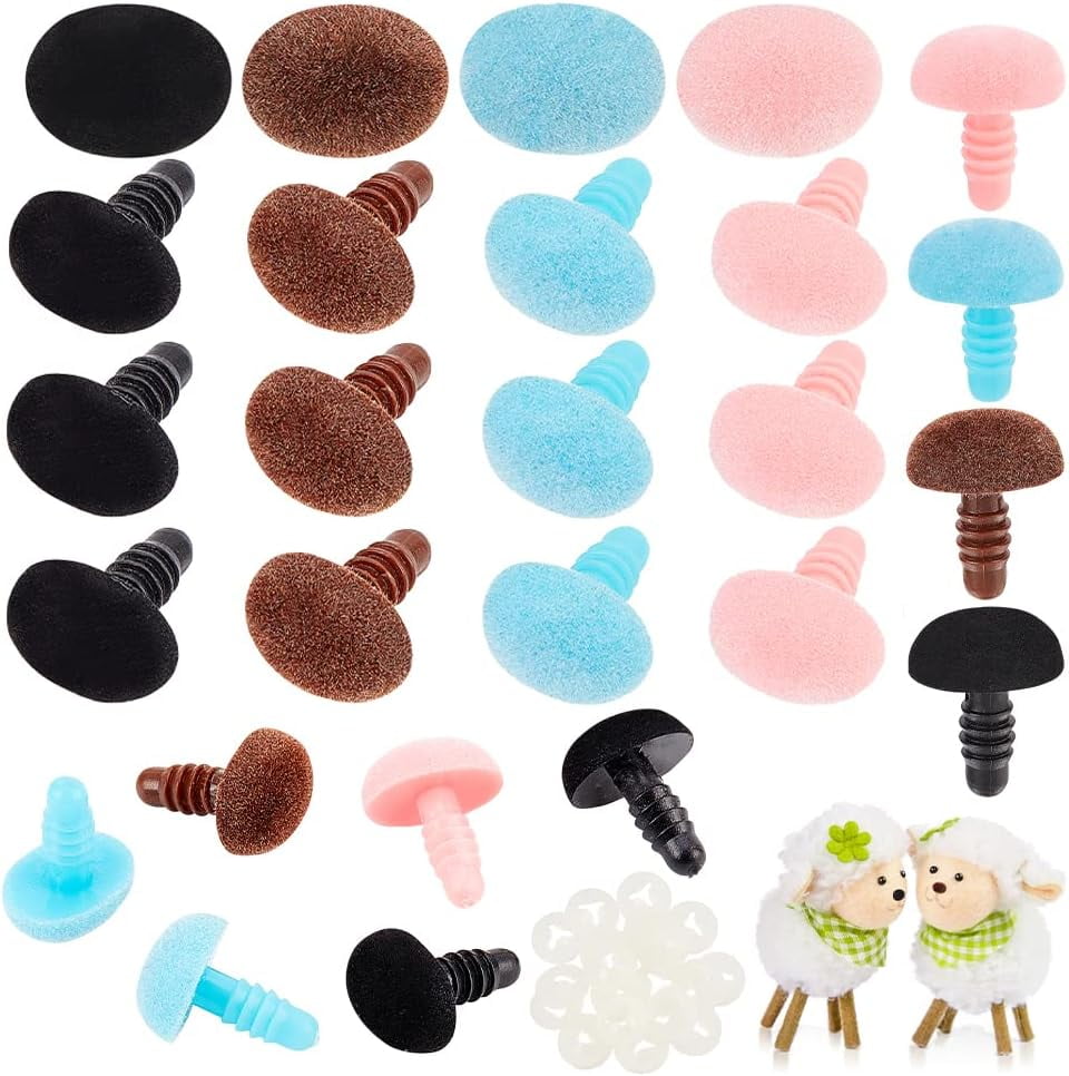 Flocking Safety Noses 24 Sets Oval Noses Crafts Amigurumi Noses Pink ...