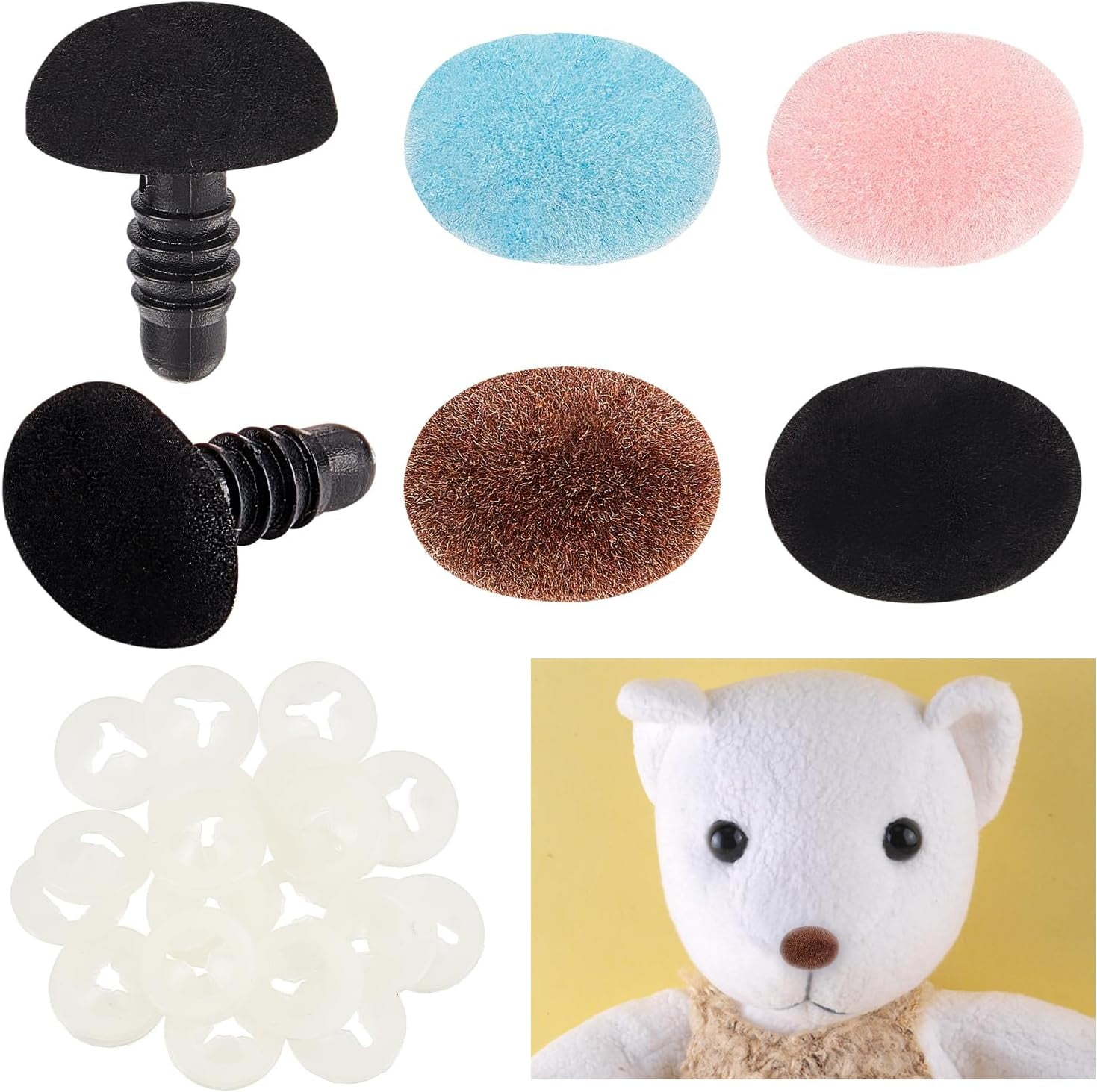 Flocking Safety Noses 24 Sets Oval Noses Crafts Amigurumi Noses Pink ...