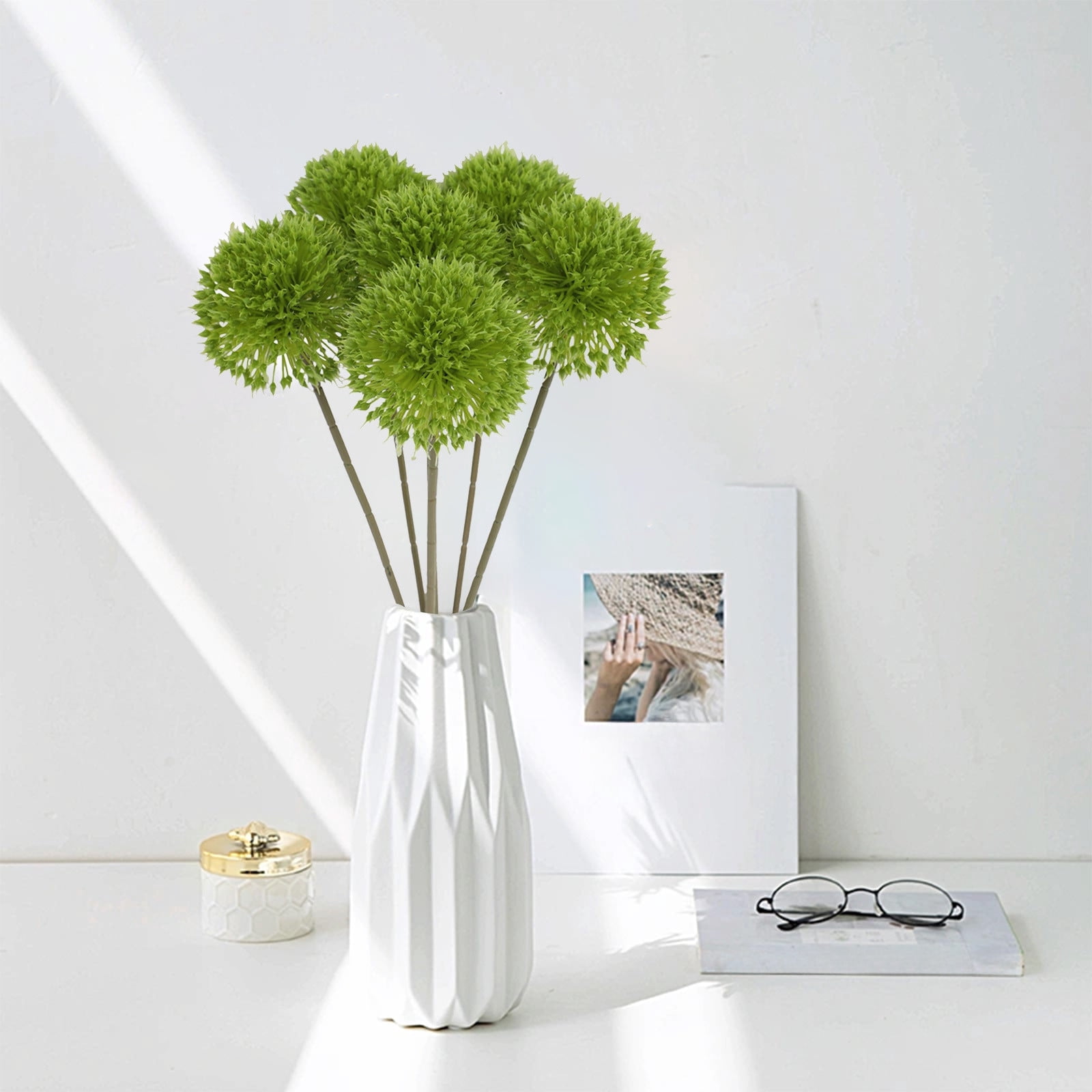Flocky Artificial Flowers | 6-Pack Realistic Plastic Floral Stems for ...