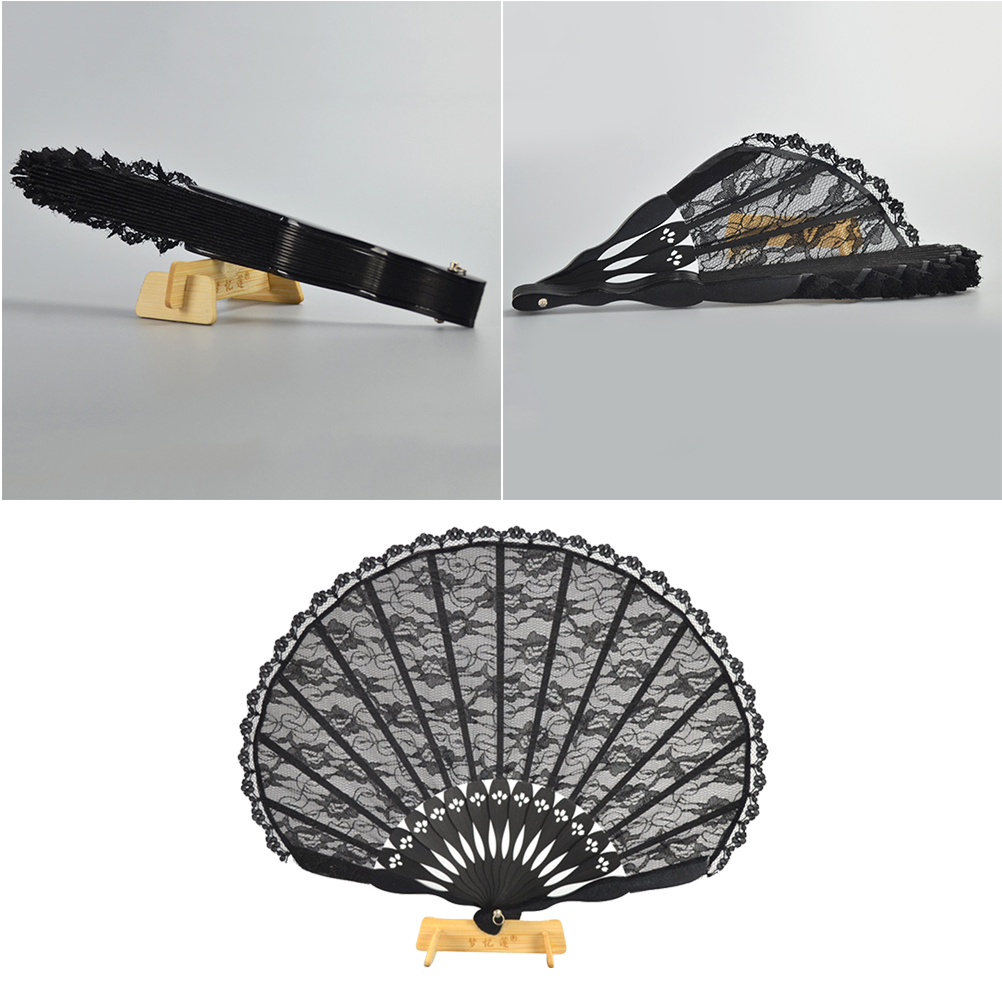 Floding Fan Folded Vintage Bamboo Fans Flower Lace Handheld Spanish ...