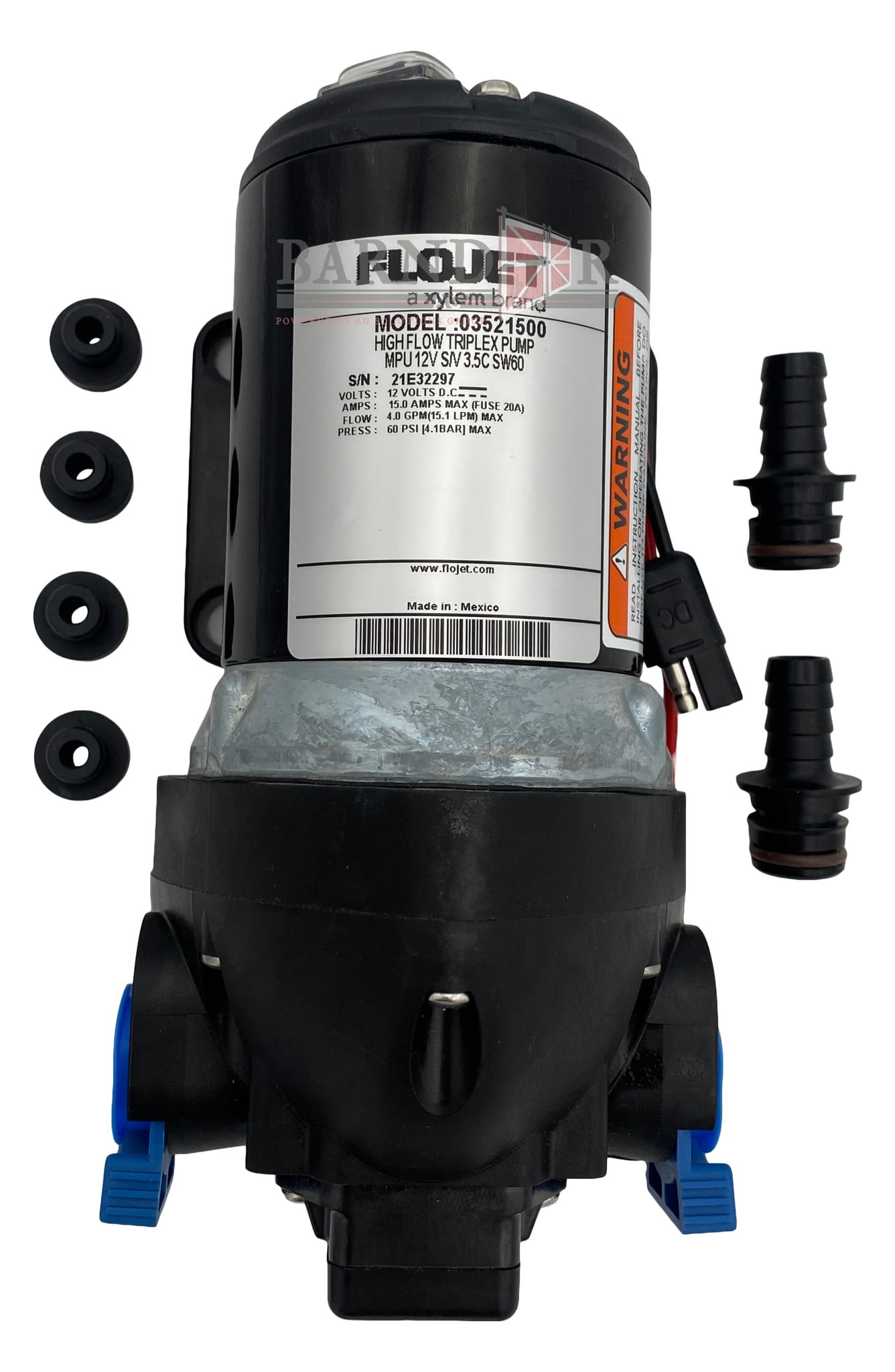 Flojet Triplex Pressure Pump 12v DC (Santoprene/Viton) 13.6 L/Min Max ...
