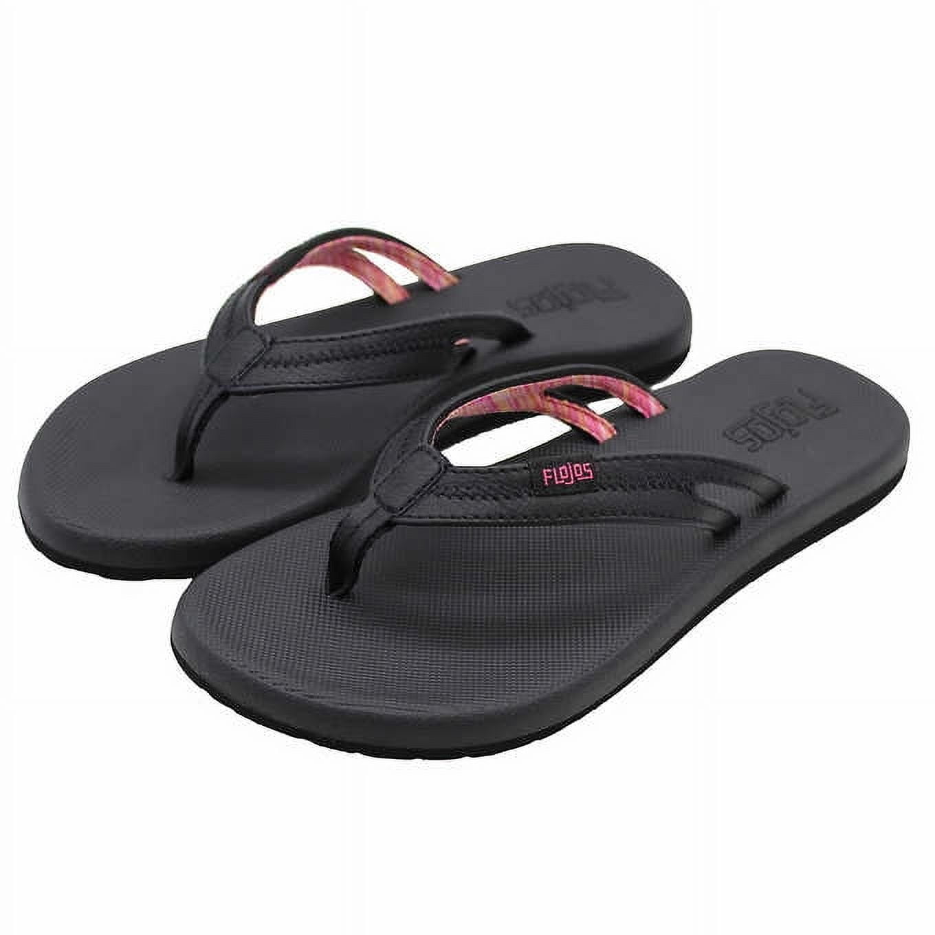Flojos Ladies Size 6 Flip Flops Sandals Thongs, Black - Walmart.com