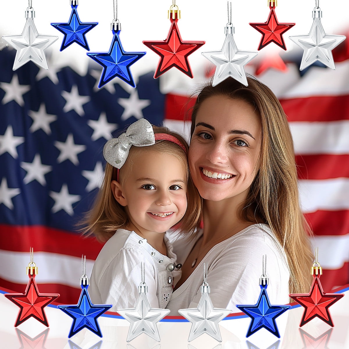 Floleo 4Th Of July 6PCS Patriotic Hanging Star Ornament Stars ...