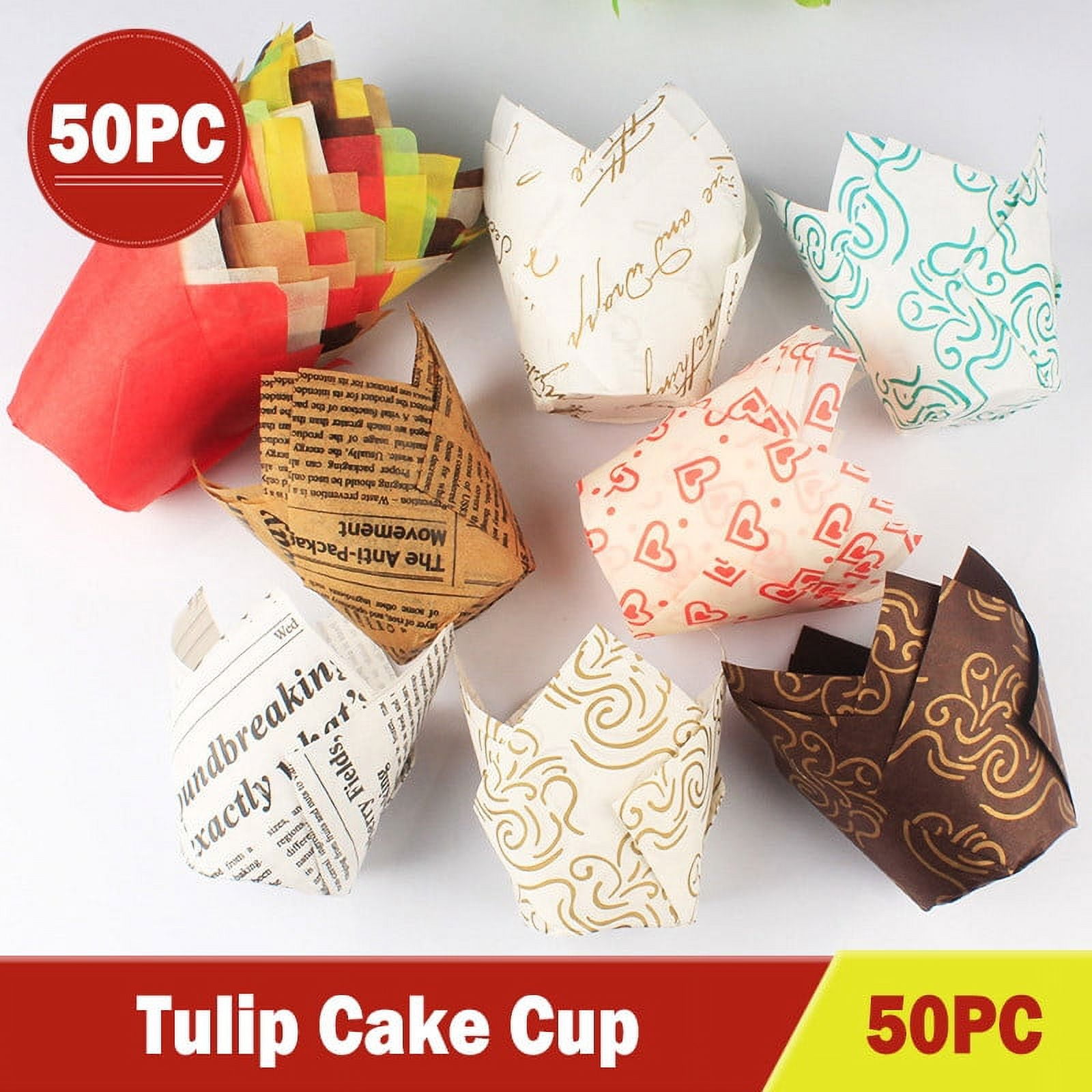 Floleo 50Pcs Natural Tulip Cupcake Liners For Baking Cups Unbleached ...