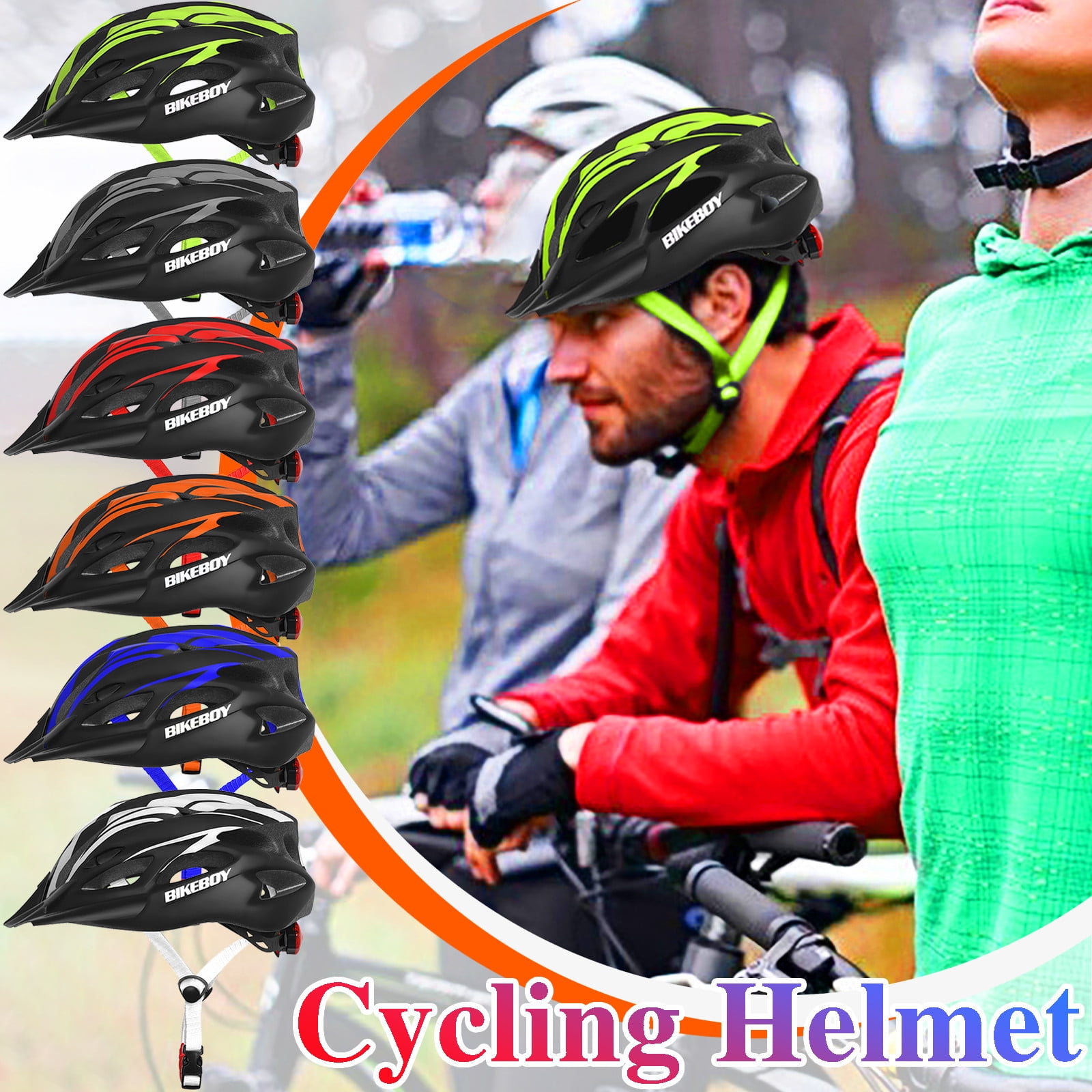 Floleo Adult Bike Helmet With Light, Bicycle Cycling Helmet With Rear ...