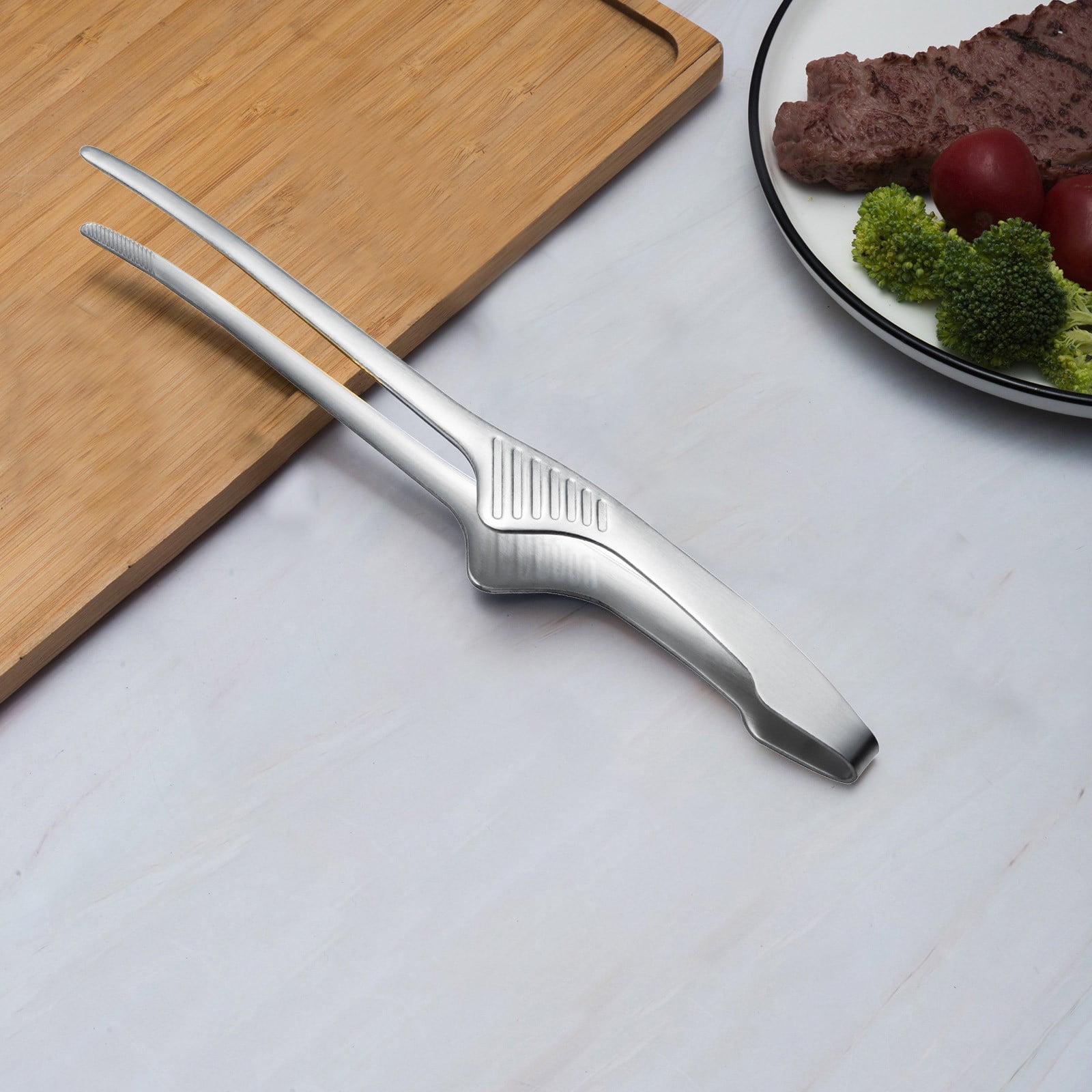 Floleo Barbecue Tongs Stainless Steel Clip, Durable Food Grilling Tool ...