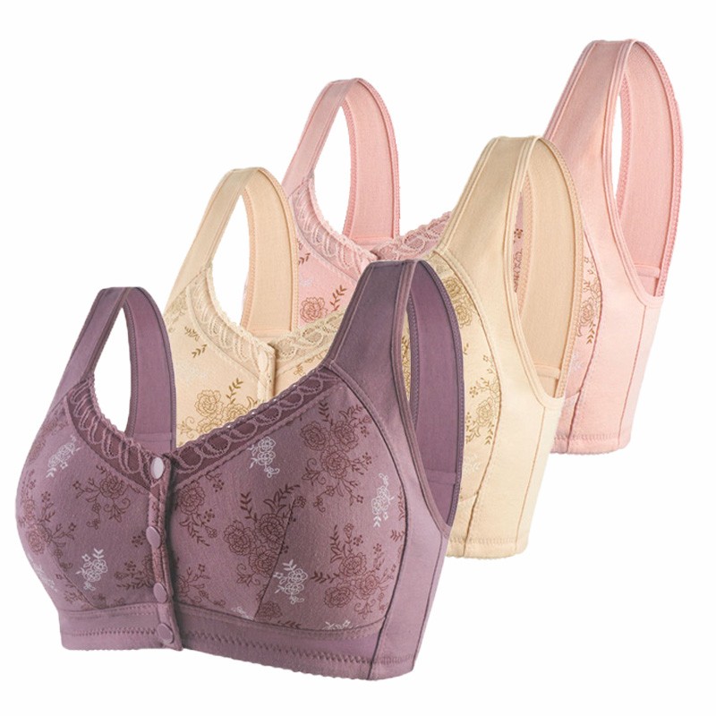 Floleo Bras Clearance Front Button No Rims Extra-Elastic Wirefree Plus ...