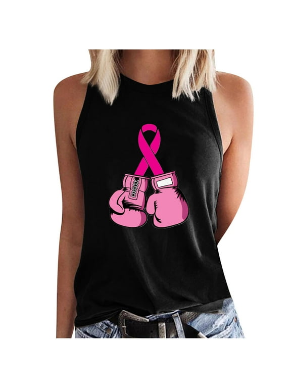 Breast Cancer Shirts for Women,Ribbon with Boxing Gloves Printed ...