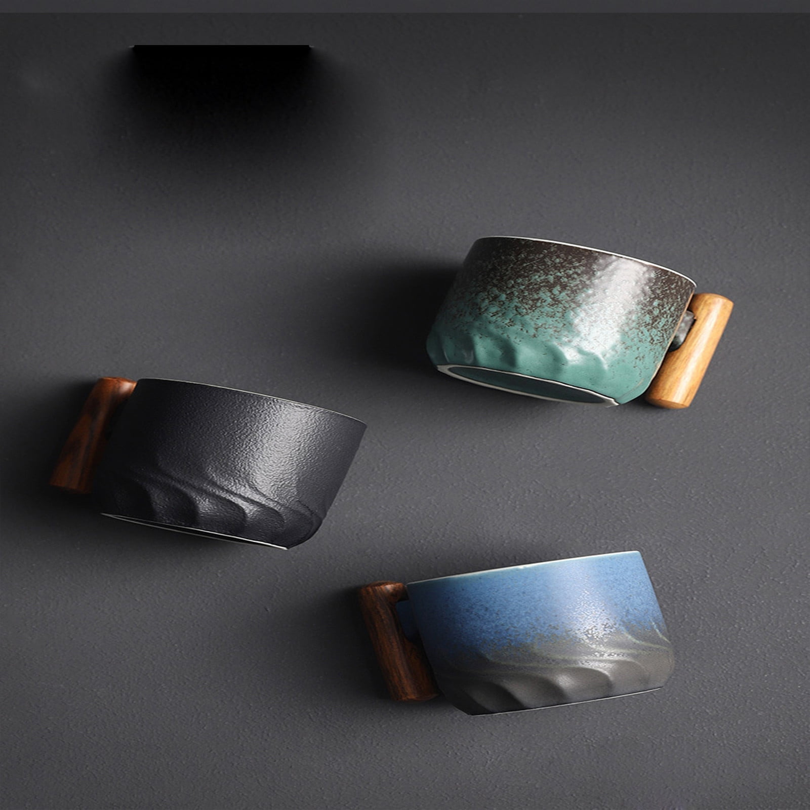 Floleo Ceramic Espresso Cups With Wooden Handle Espresso Shot Cups ...