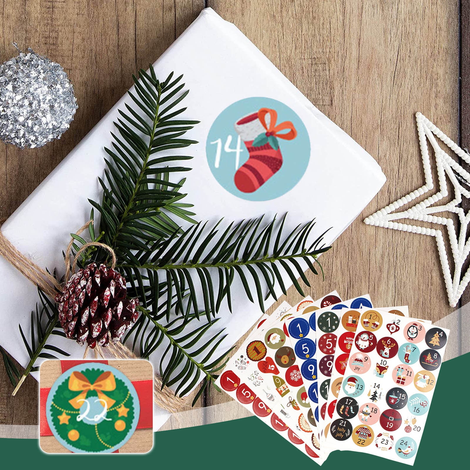 Floleo Christmas Advent Calendar Numbers Sticker 1-24 Christmas ...