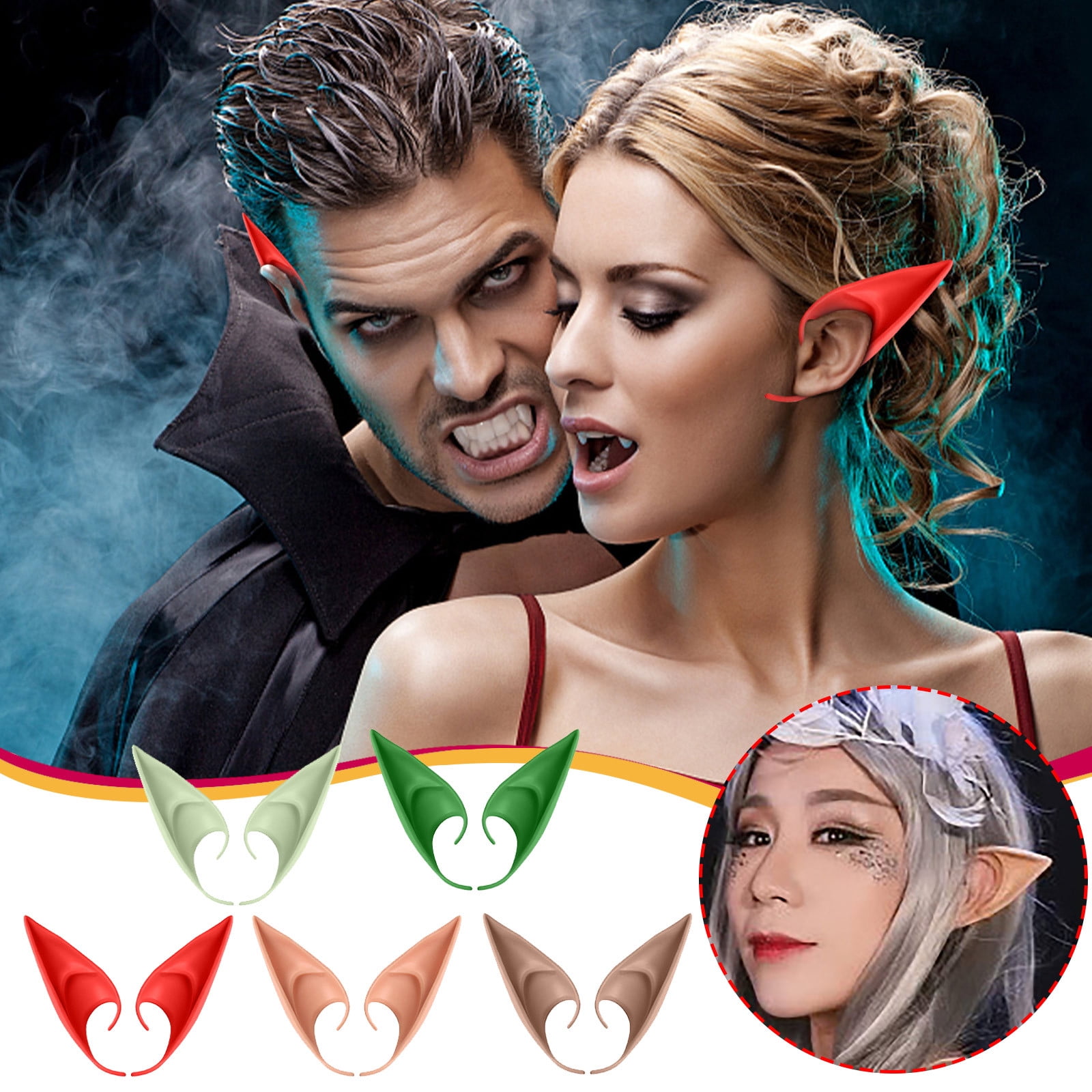 Floleo Christmas Cospaly Fairy Pixie Elf Ears - Latex Dress Up Ears For ...